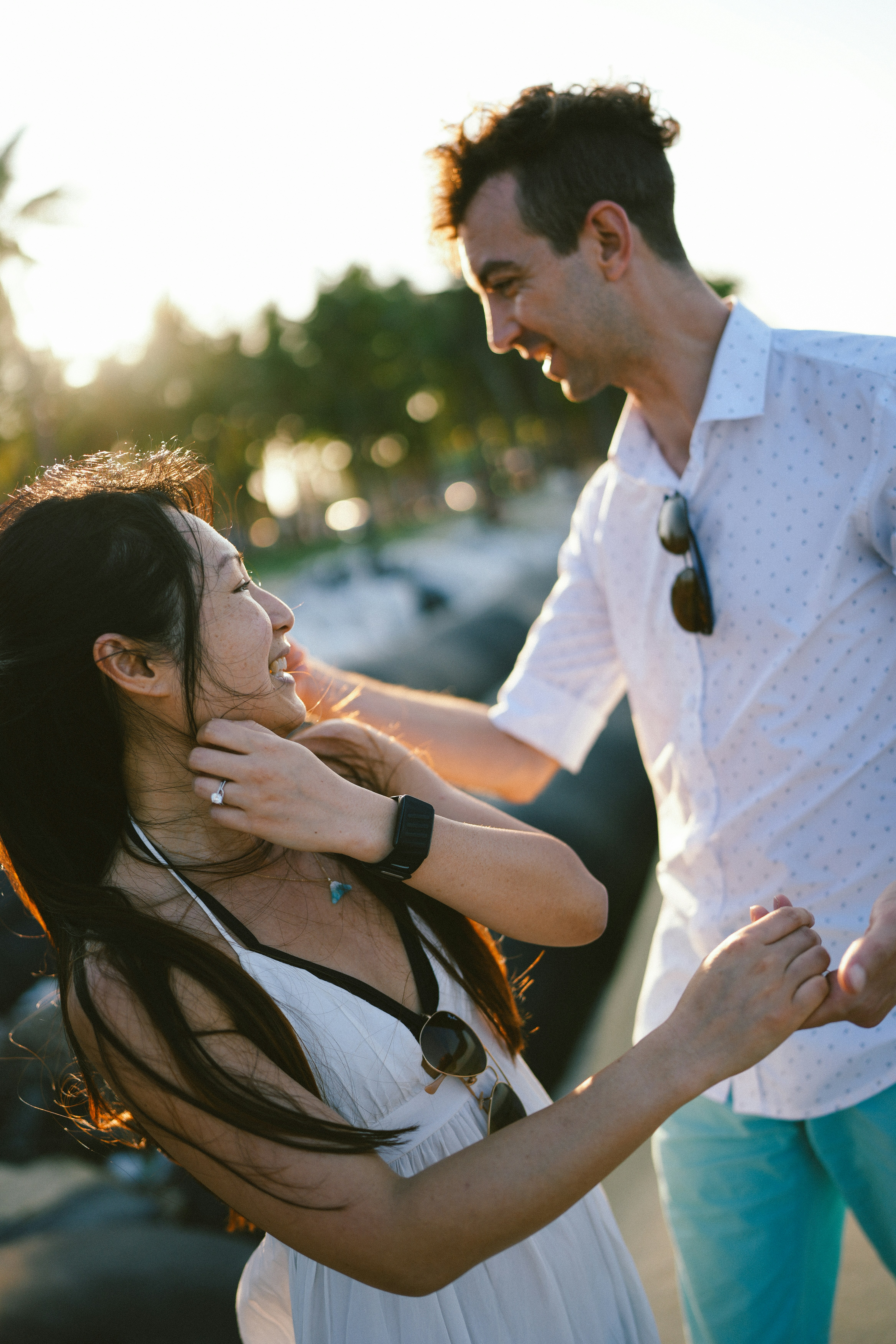 Sunlit Laughs on the Pier: A Moment of Joy