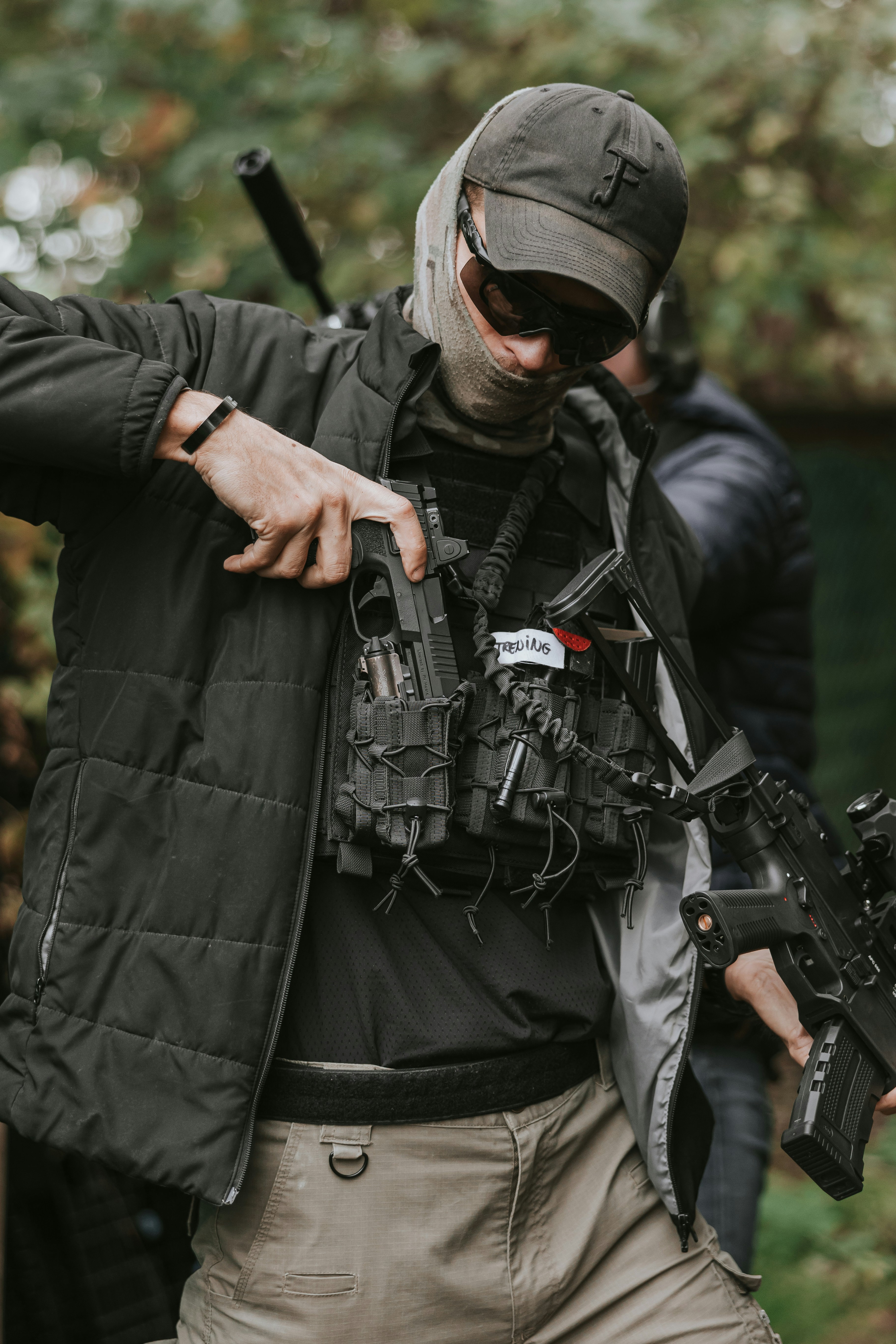 Tactical Portrait: Close-Up of a Gun-Mounted Operator Preparing for Action