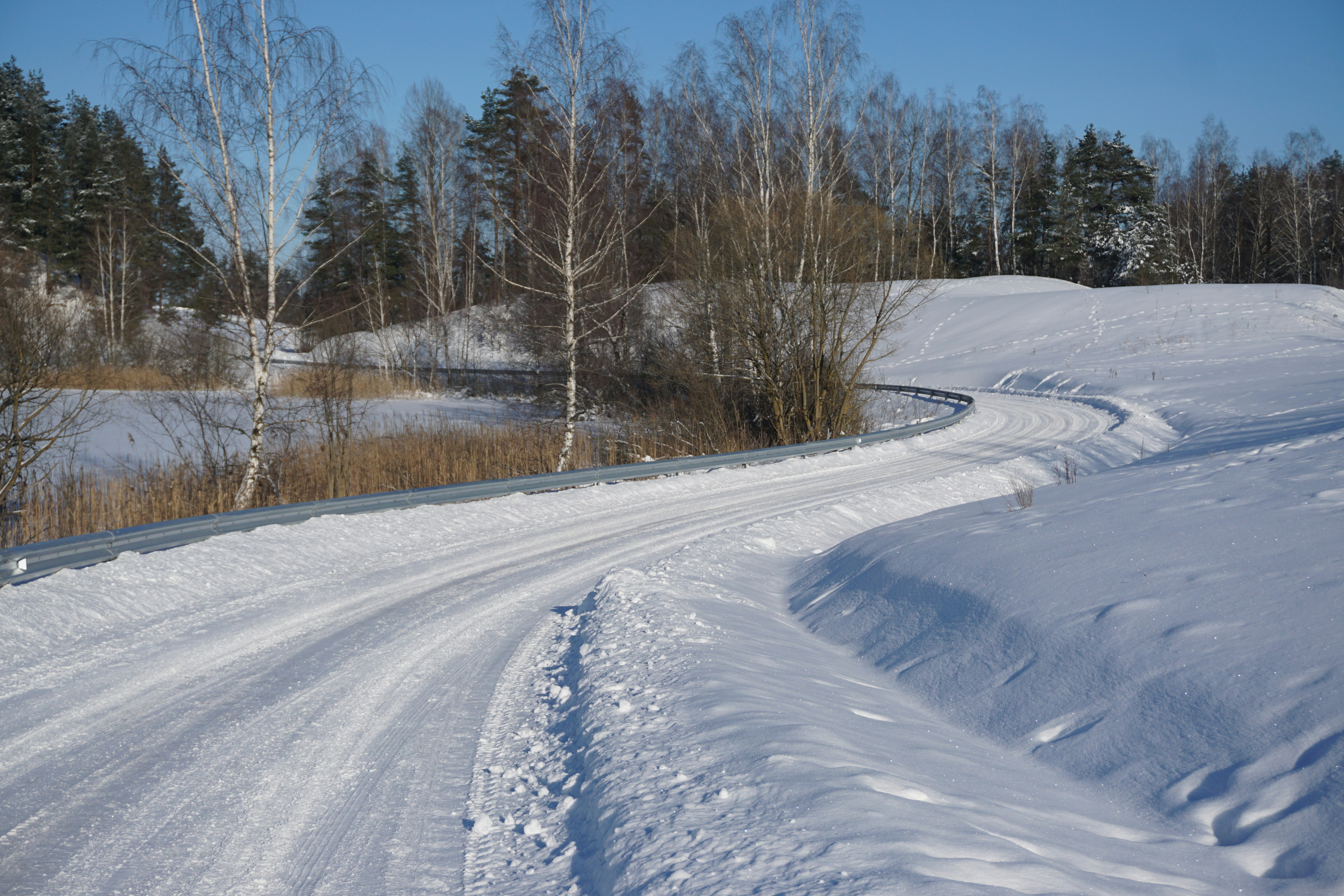Snowbound Road Winding Through a Quiet Winter Wake