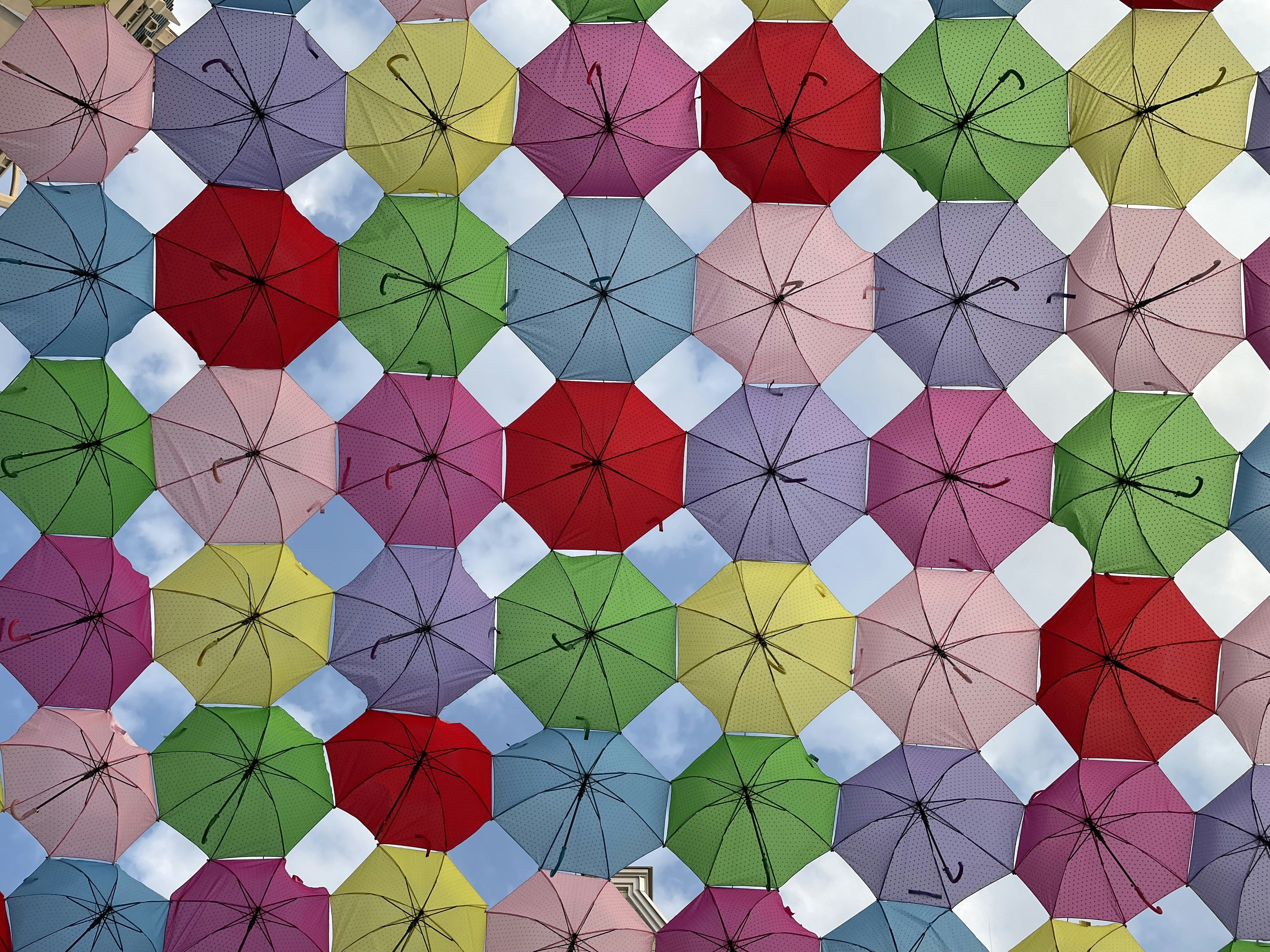 Patchwork of Color: A Roof of Colorful Umbrellas