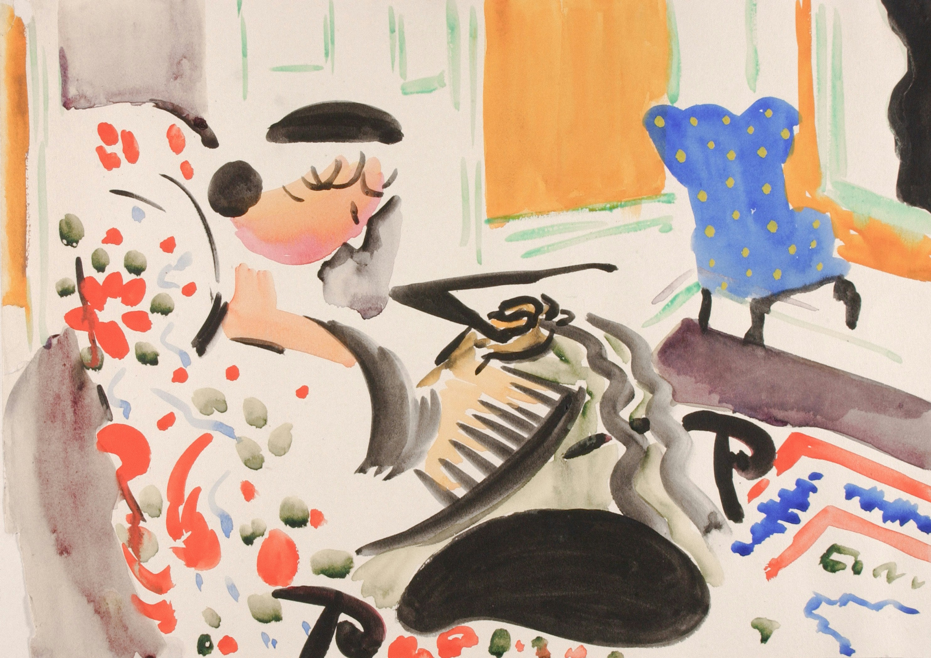 Whimsical Studio Scene: A Painter’s Quiet Contemplation