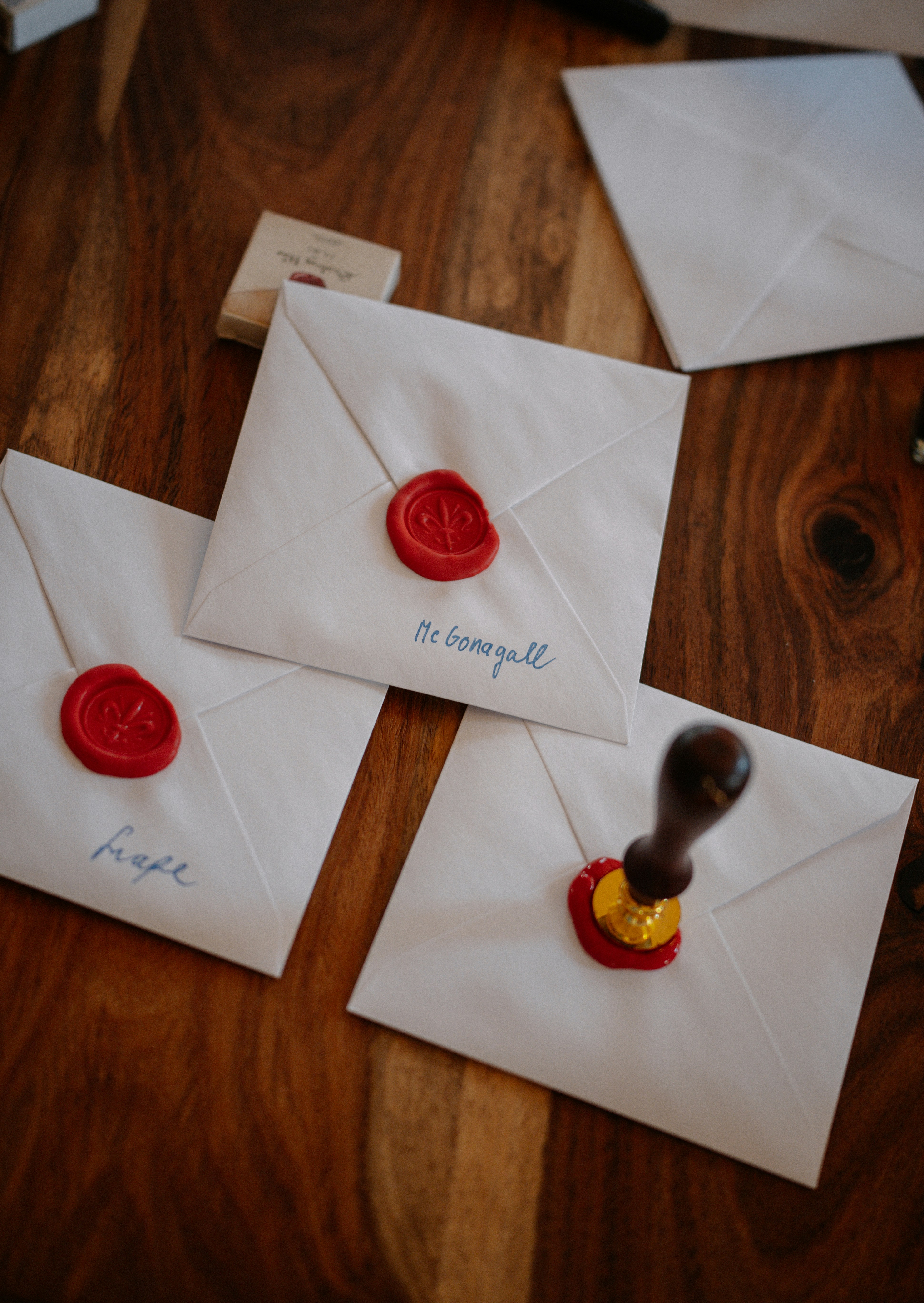 Wax-sealed Letters on a Wooden Table