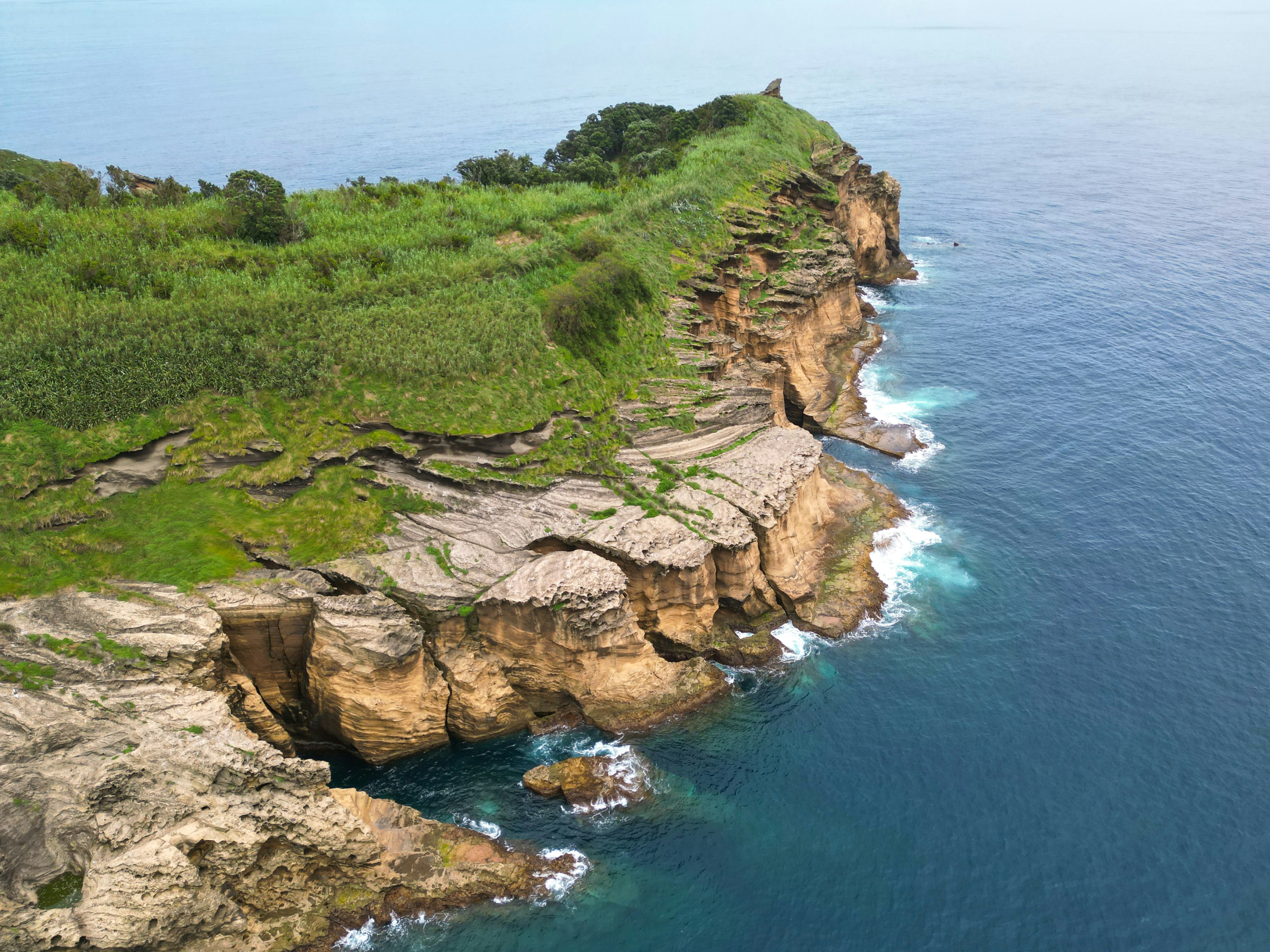 Cliffside Crest: Green Plateau Over Ocean Edges