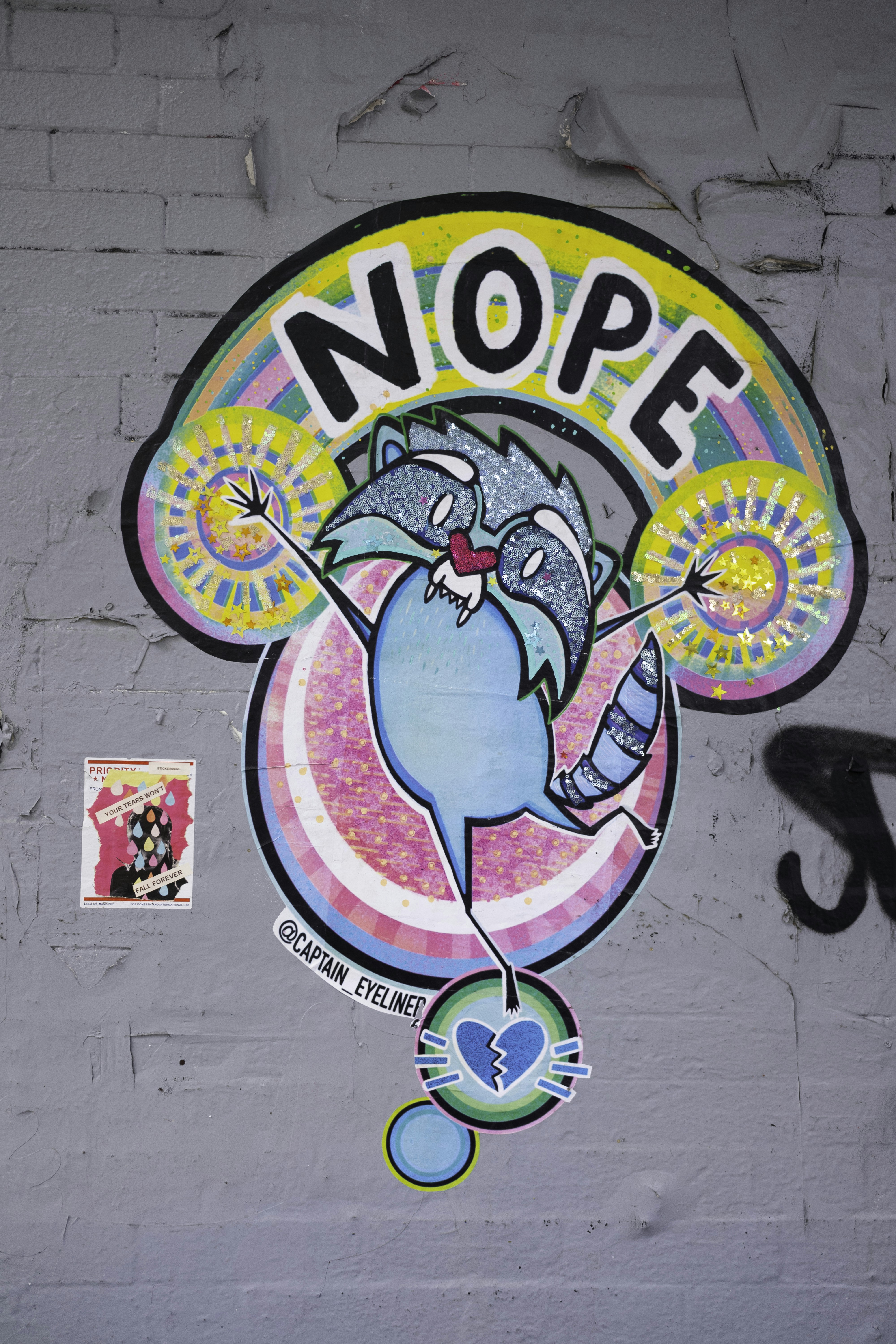 Cartoonish Dopplegänger of a Cranky Cat in Neon Graffiti