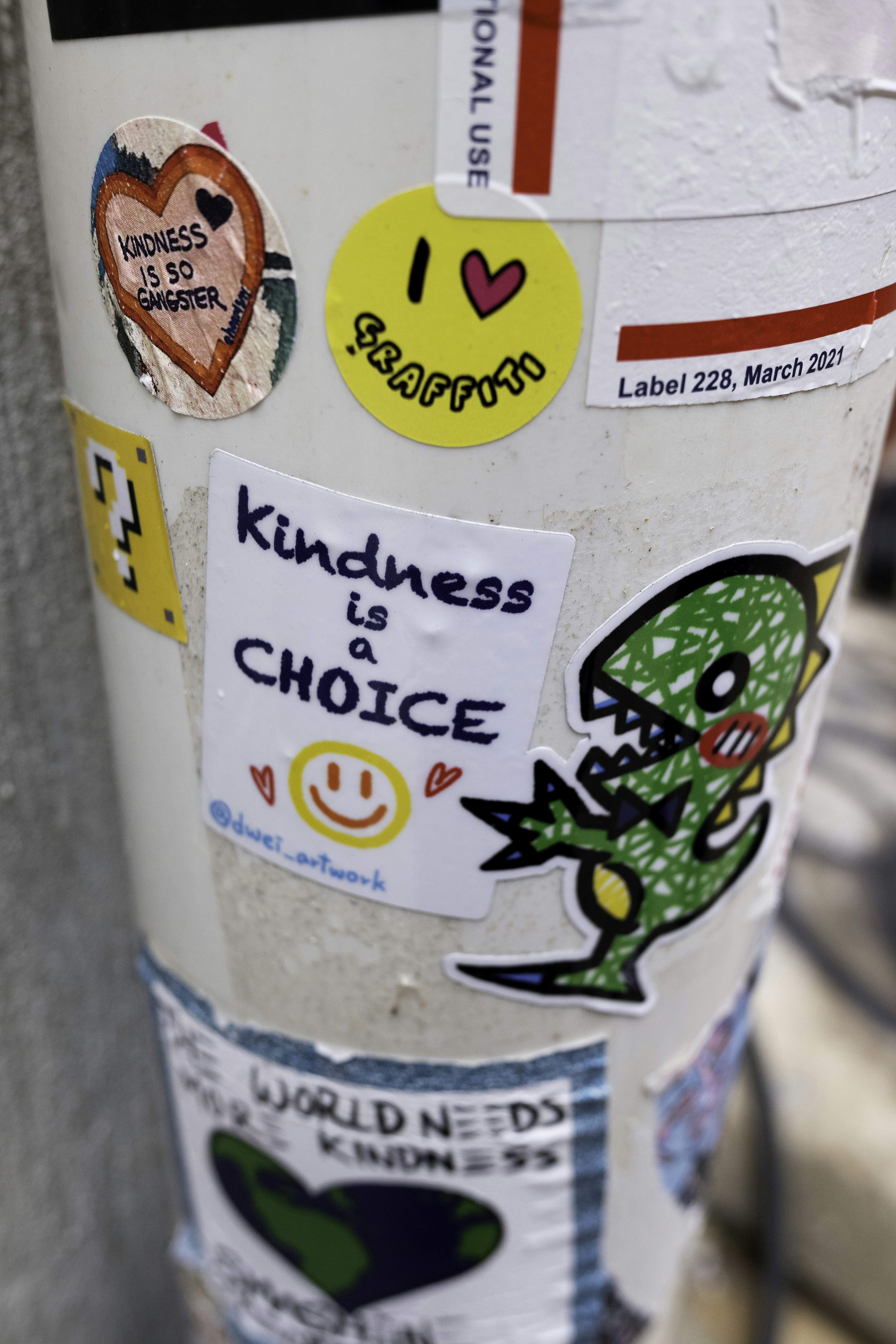 Stickered Pole: Kindness on Display