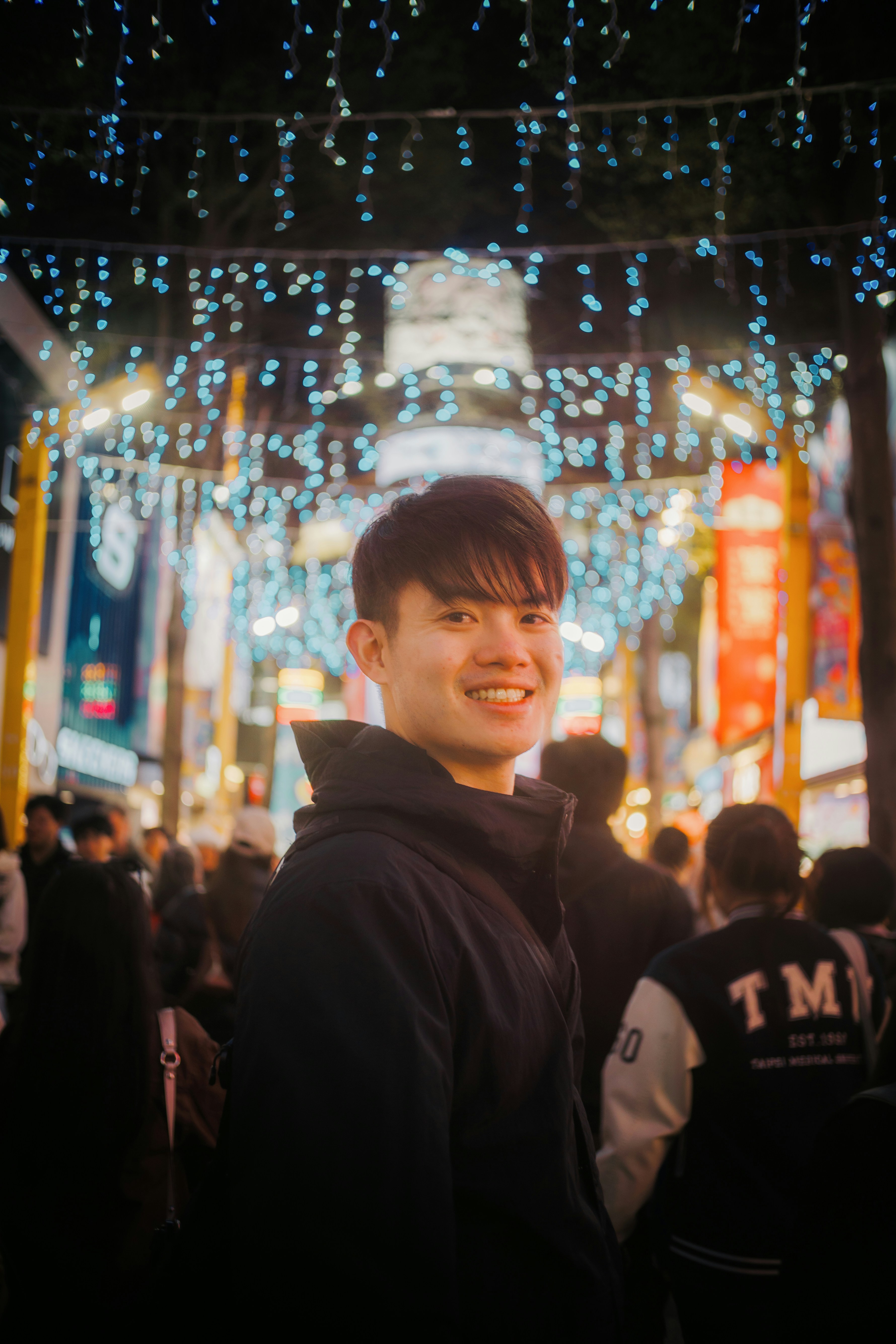 Neon Night Gaze: A Friendly Moment in the Illumined Alley