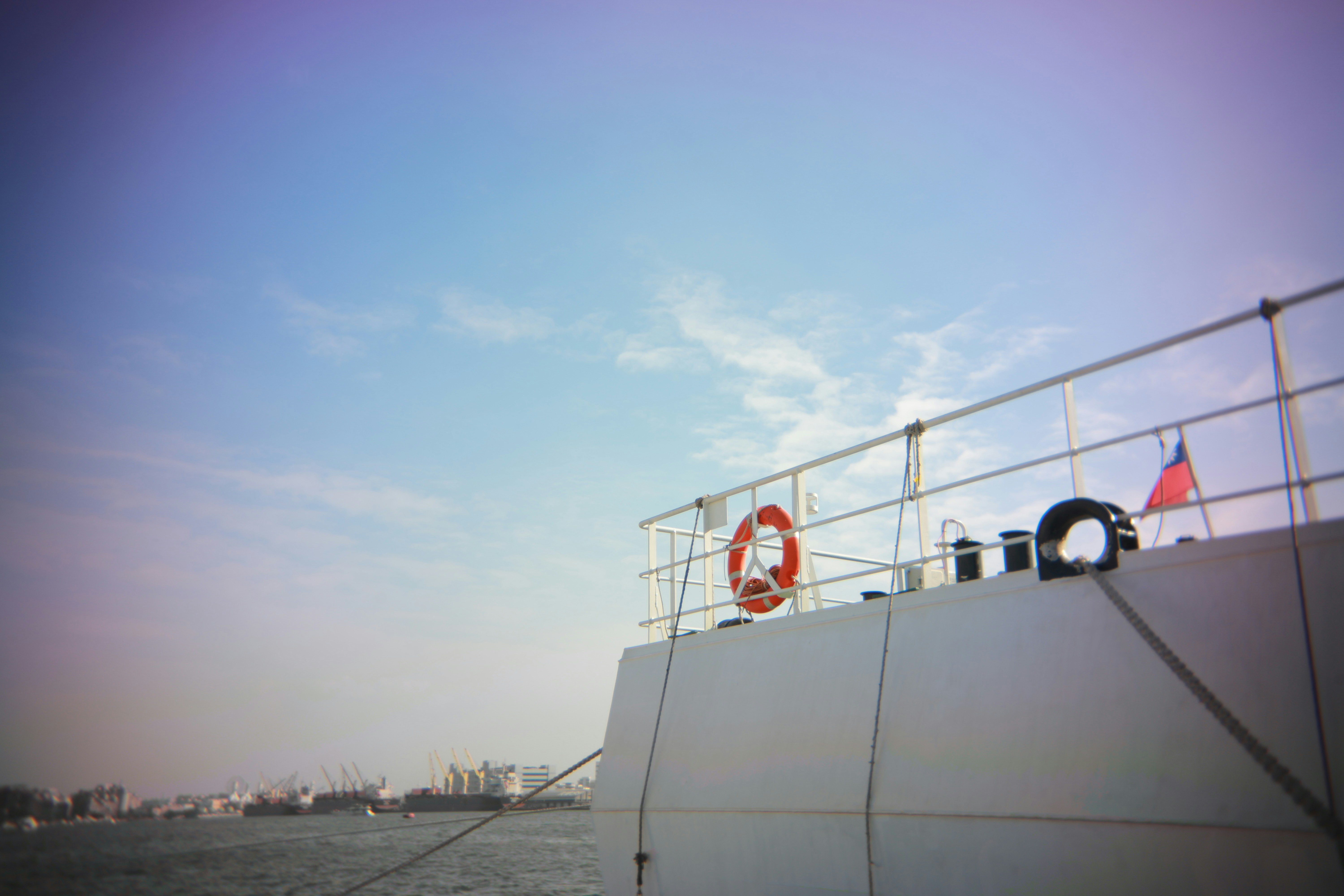 Harbor Vessel at Dawn: A Soft-Vignette Seascape