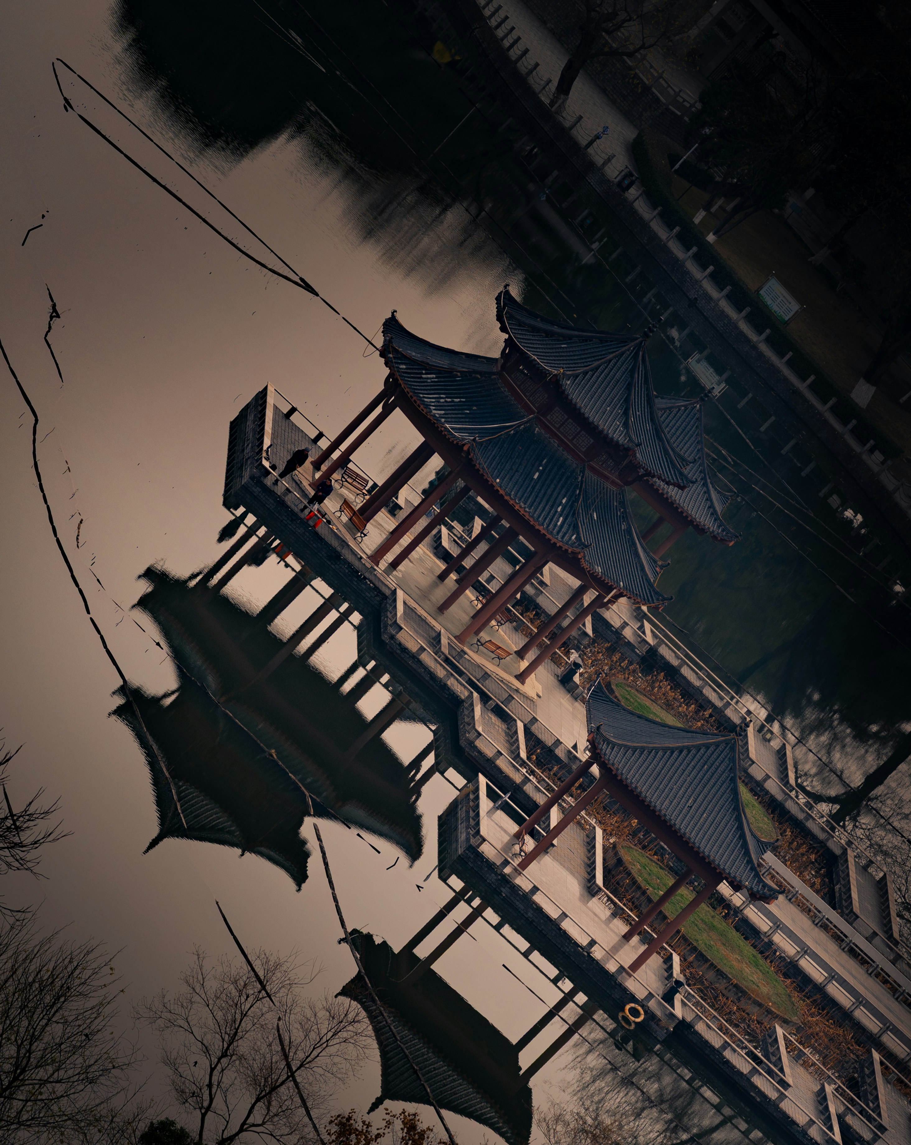 Bridge Pavilion in Tilted Reflection