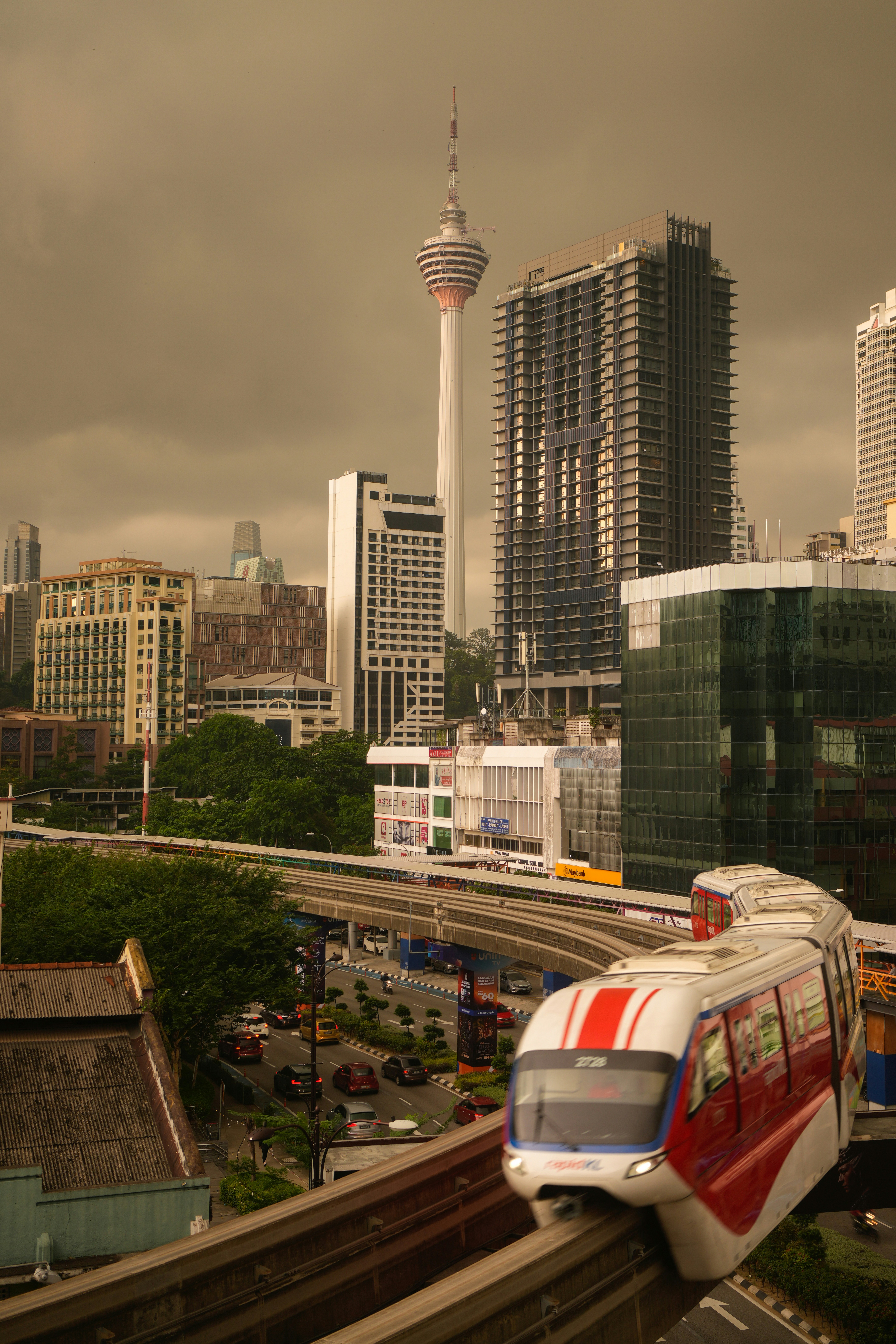 Ravine of Rails: A City Train Carries the Skyline