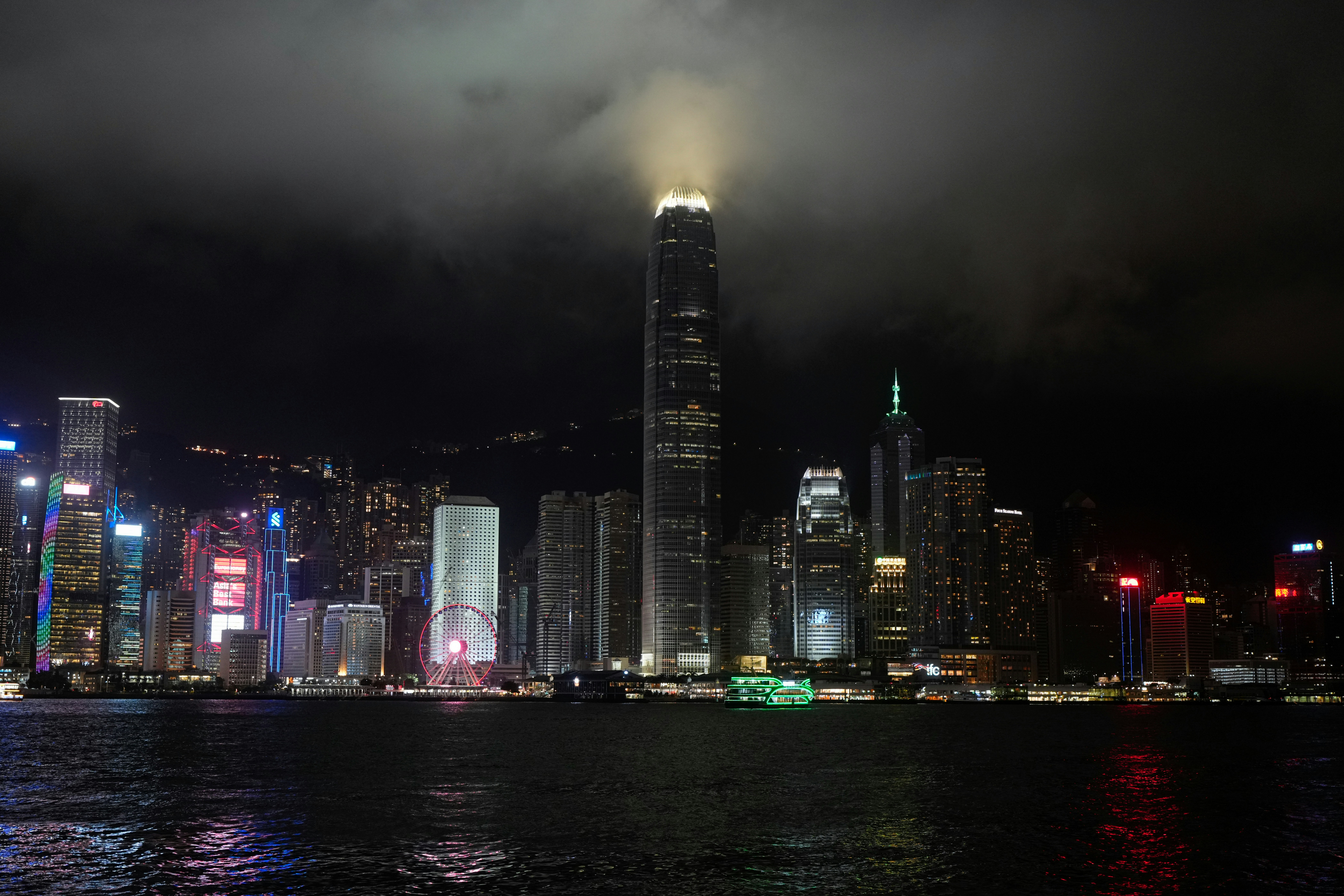 City Lights Above the Water: Nightscape of Victoria Harbour