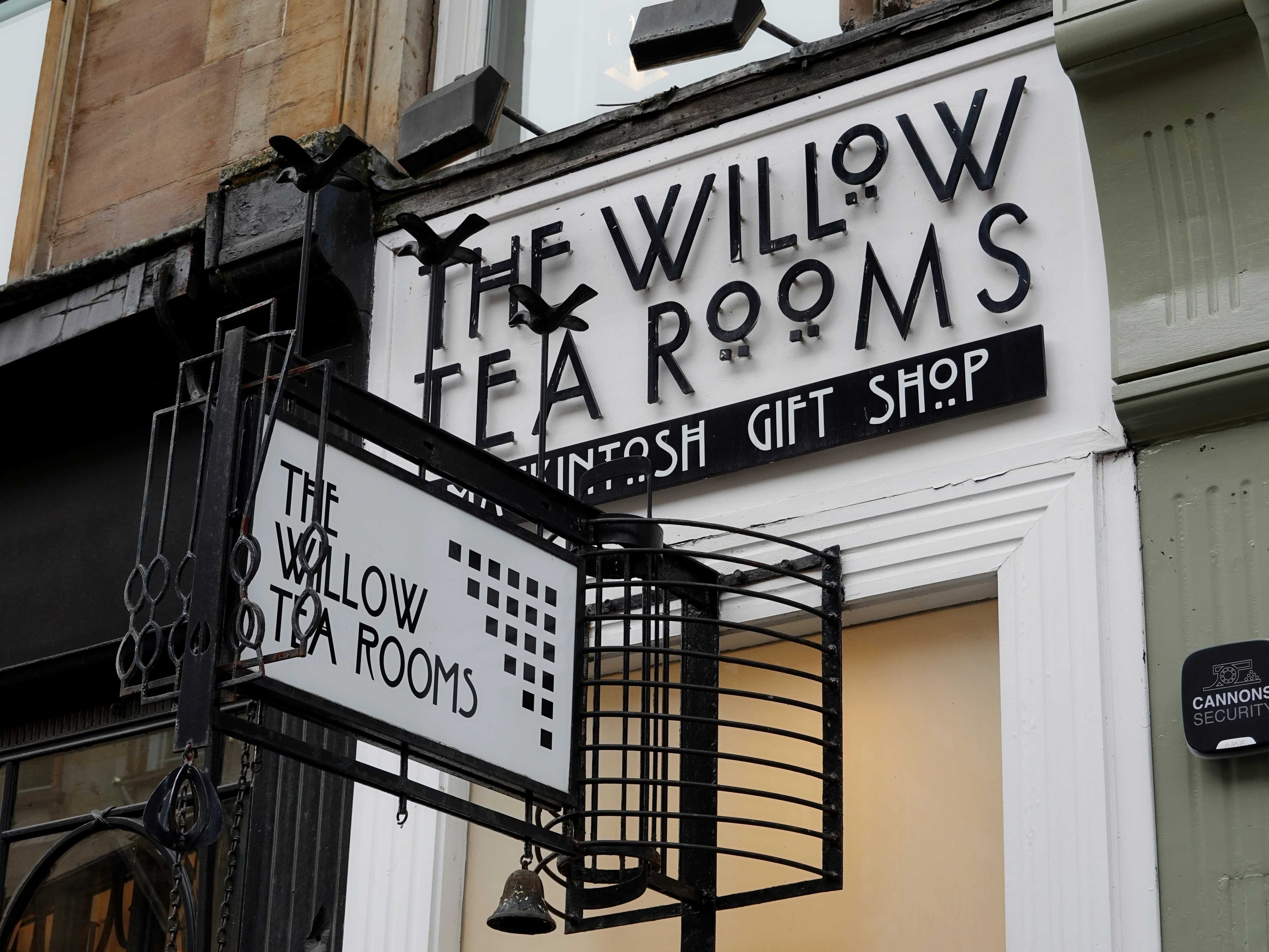 The Willow Tea Rooms Signage: Vintage Facade and Ironwork