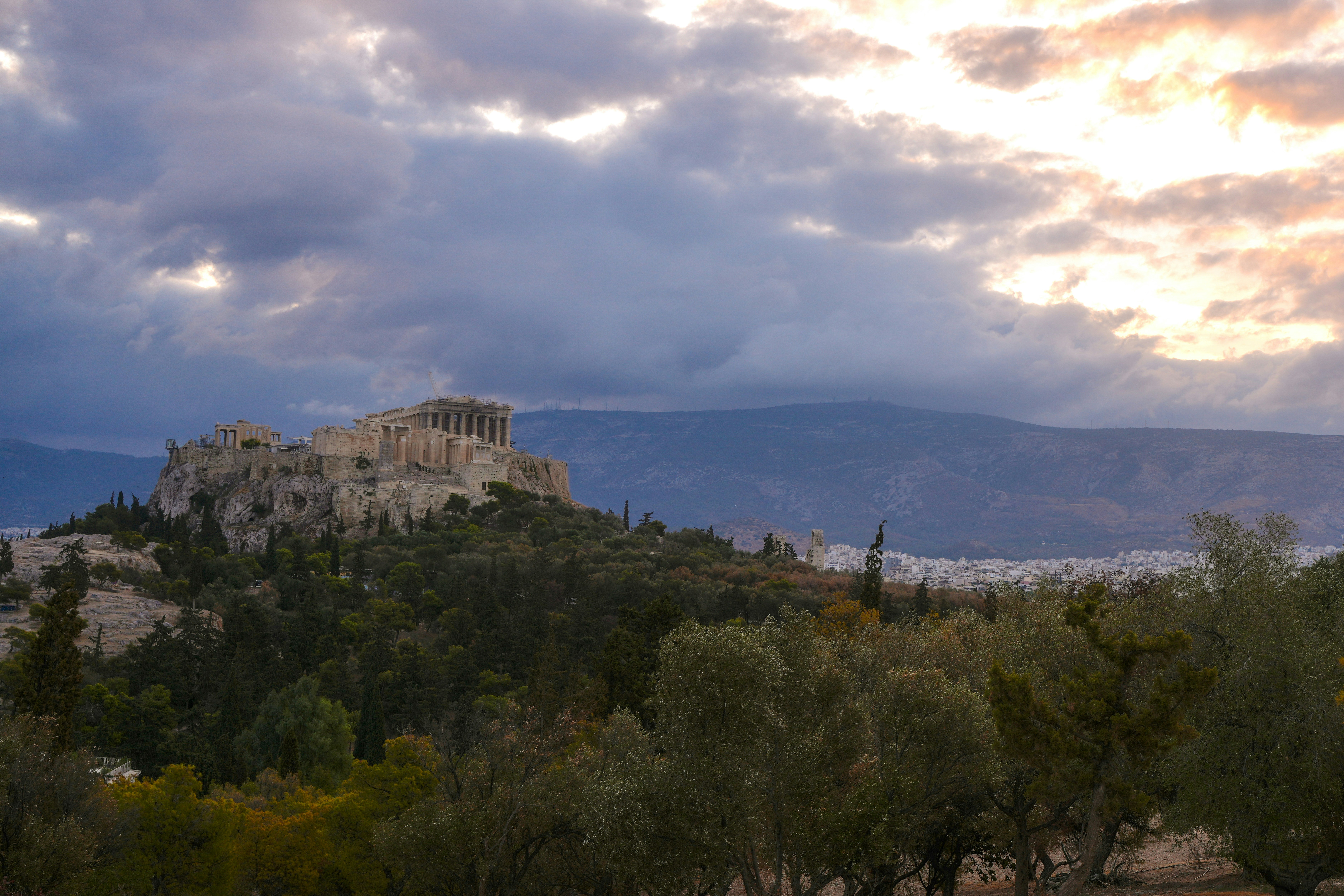 Ancient Acropolis on the Hill: Late-Day Light Over Athens