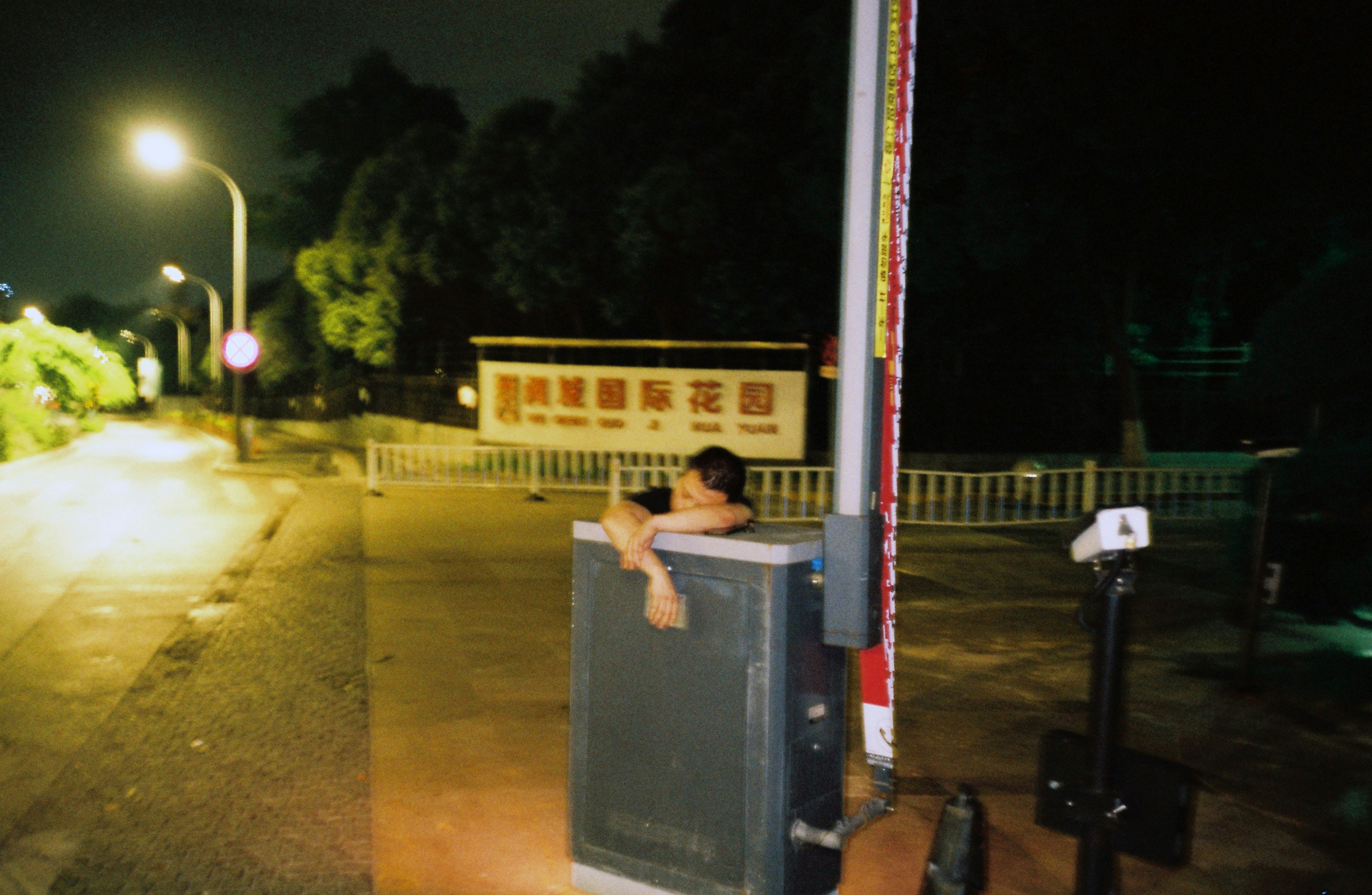 Night Gatekeeper: A Quiet Moment by the Park Entrance