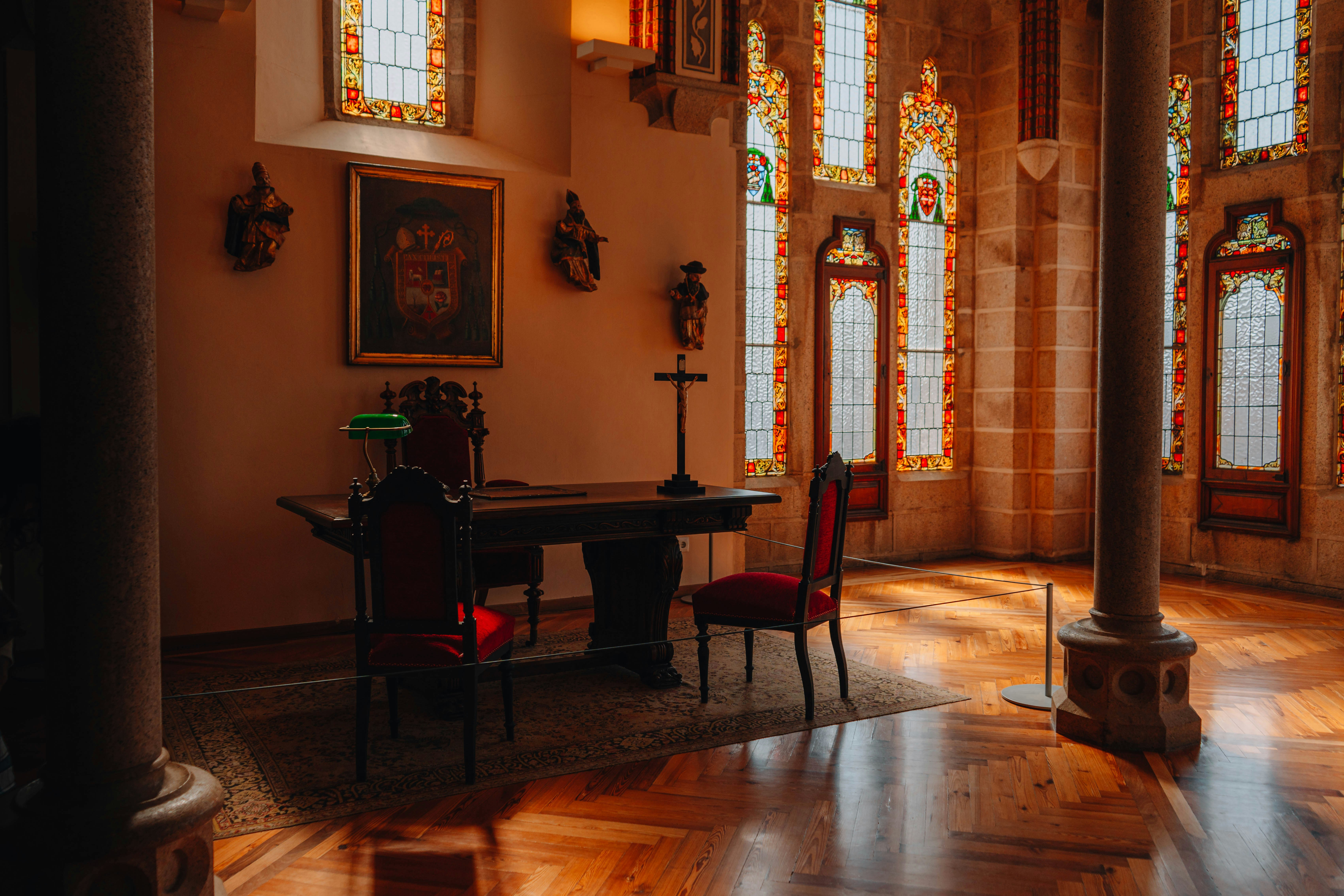 Chamber of Light: Ancient Table Beneath Stained Glass