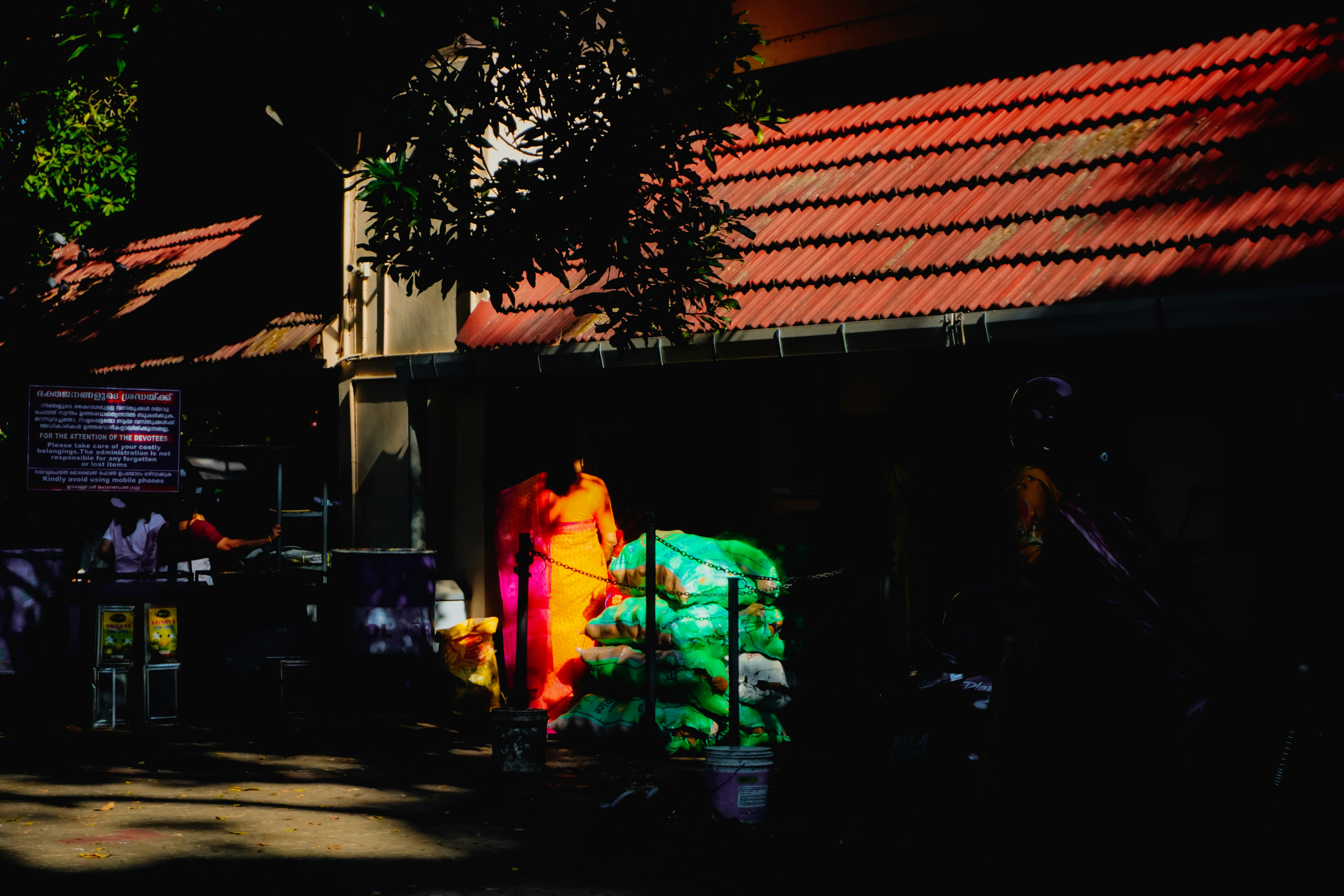 Neon Cluster under a Shaded Roof
