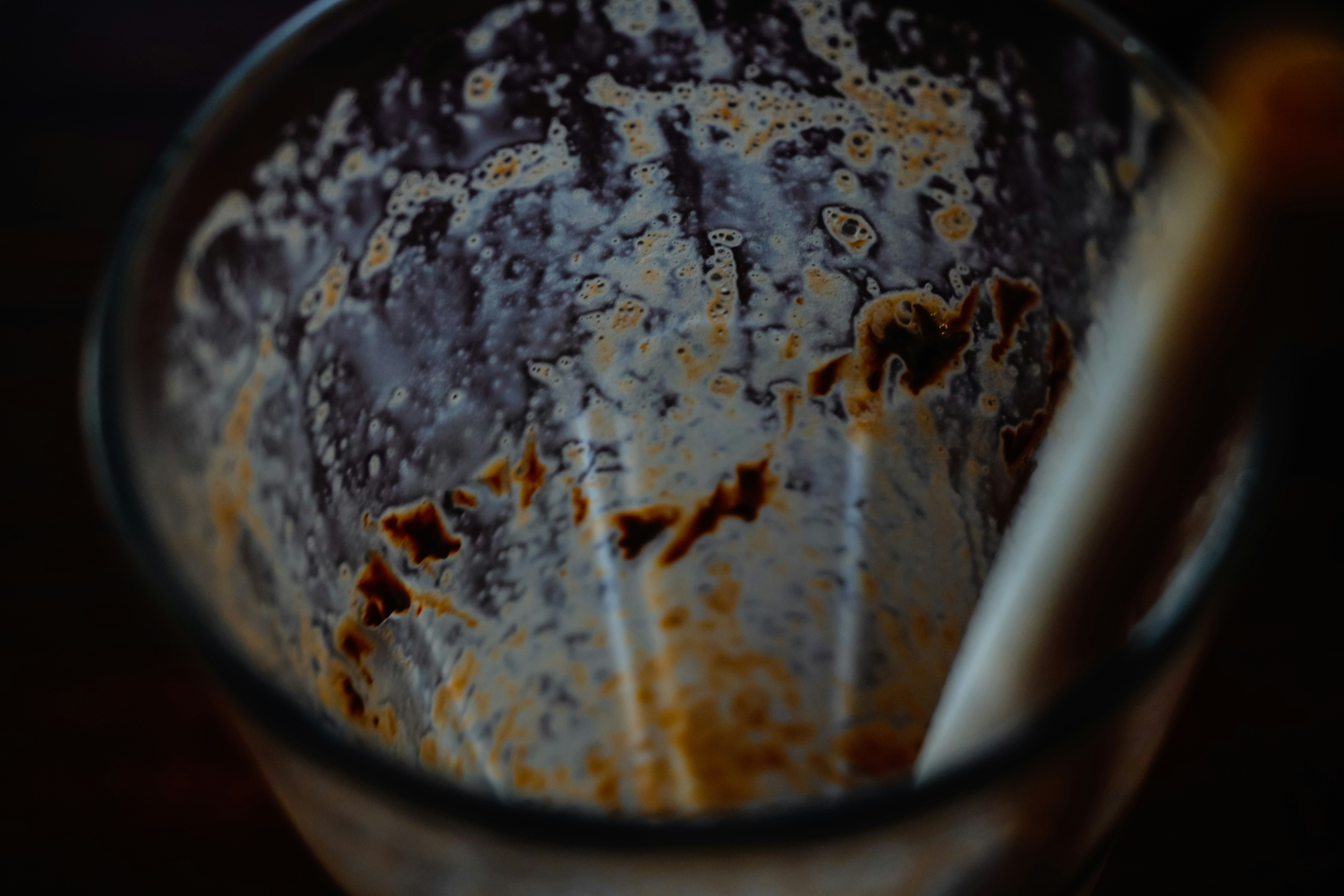 Espresso Cup Echoes: Sticky Streaks and Glass Remnants