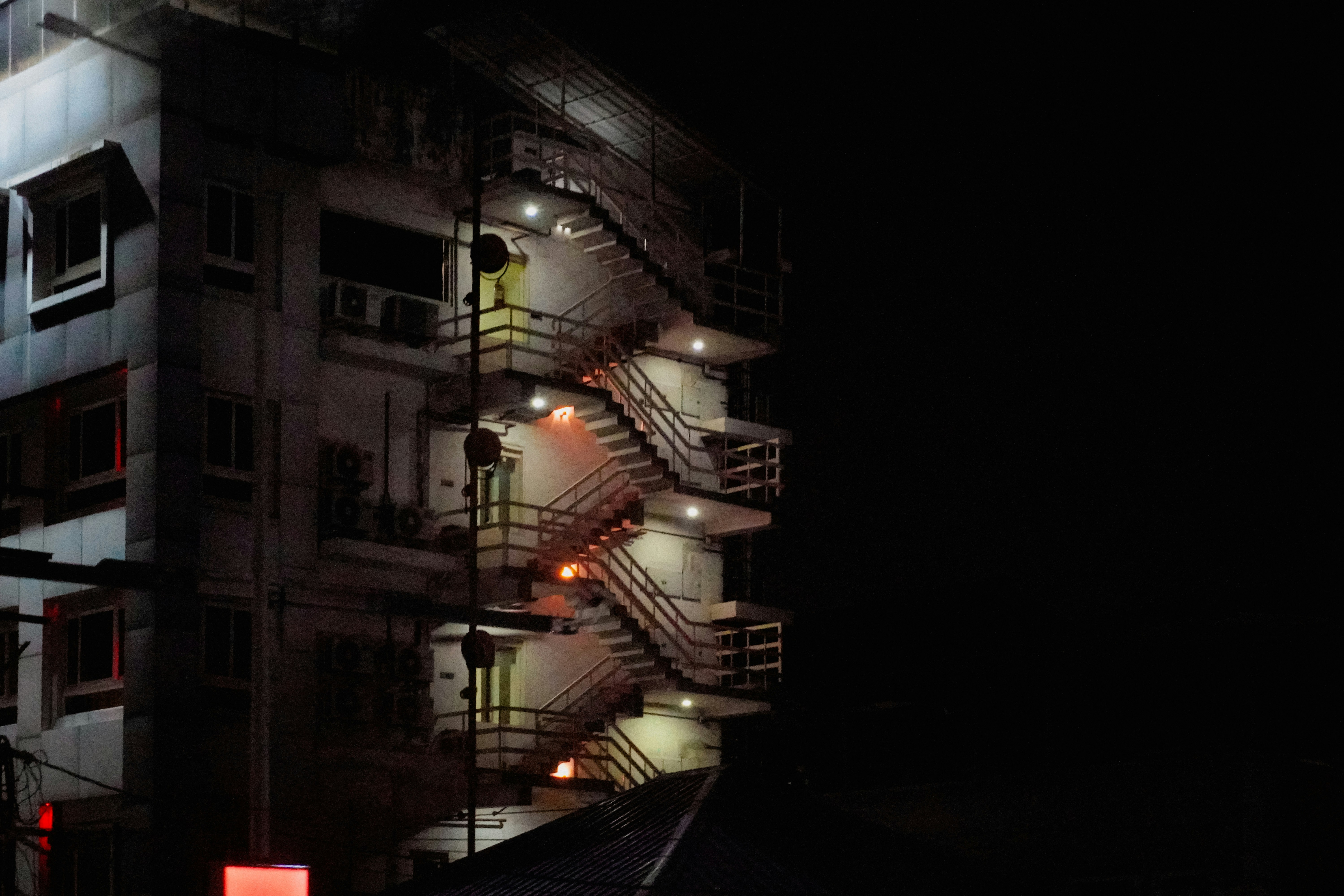 Neon Staircase Stairwell in Nightlight