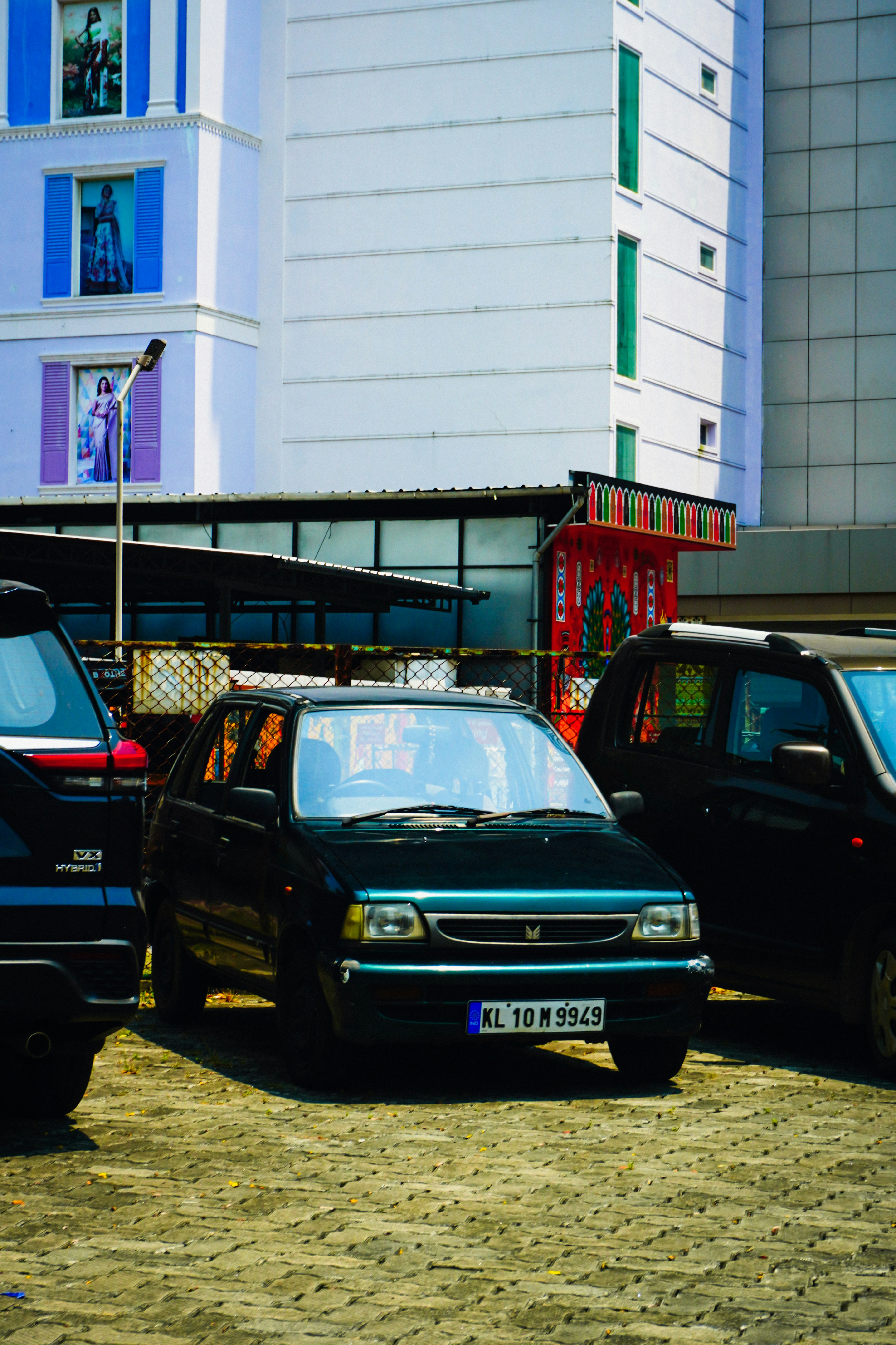 Urban Parking: A Quiet Moment Amid Colorful Facades