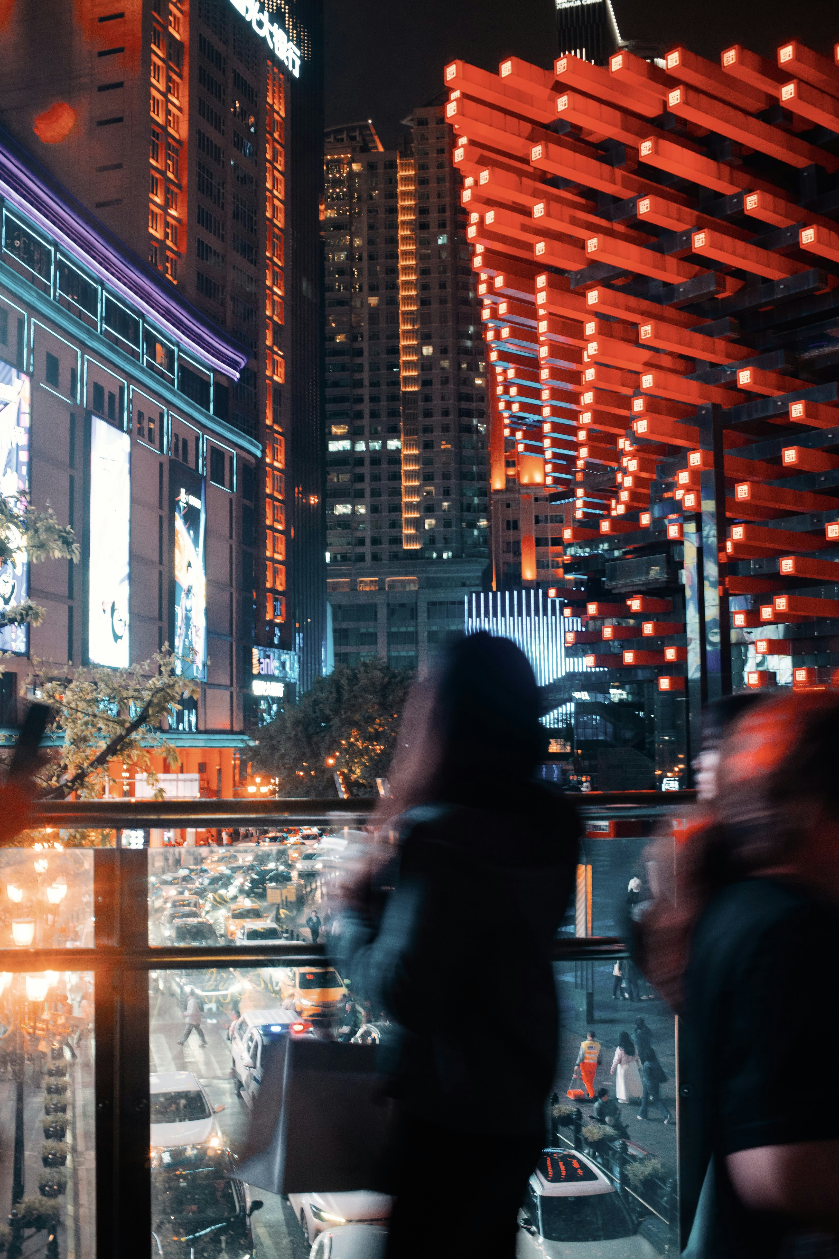 Neon Pulse Overlook: City Lights Through Glass