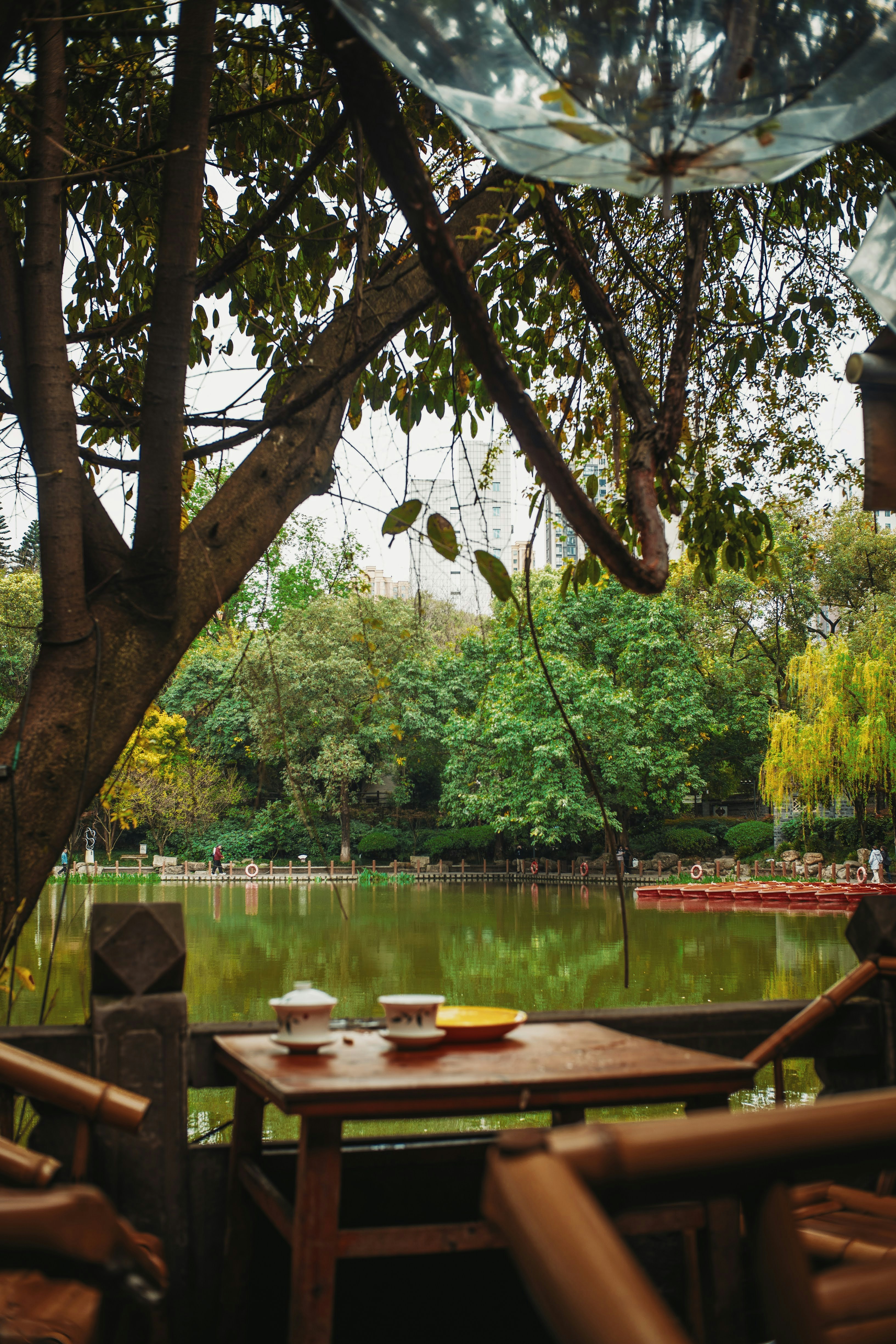 Tea Table by the Lake: Quiet Garden Evening