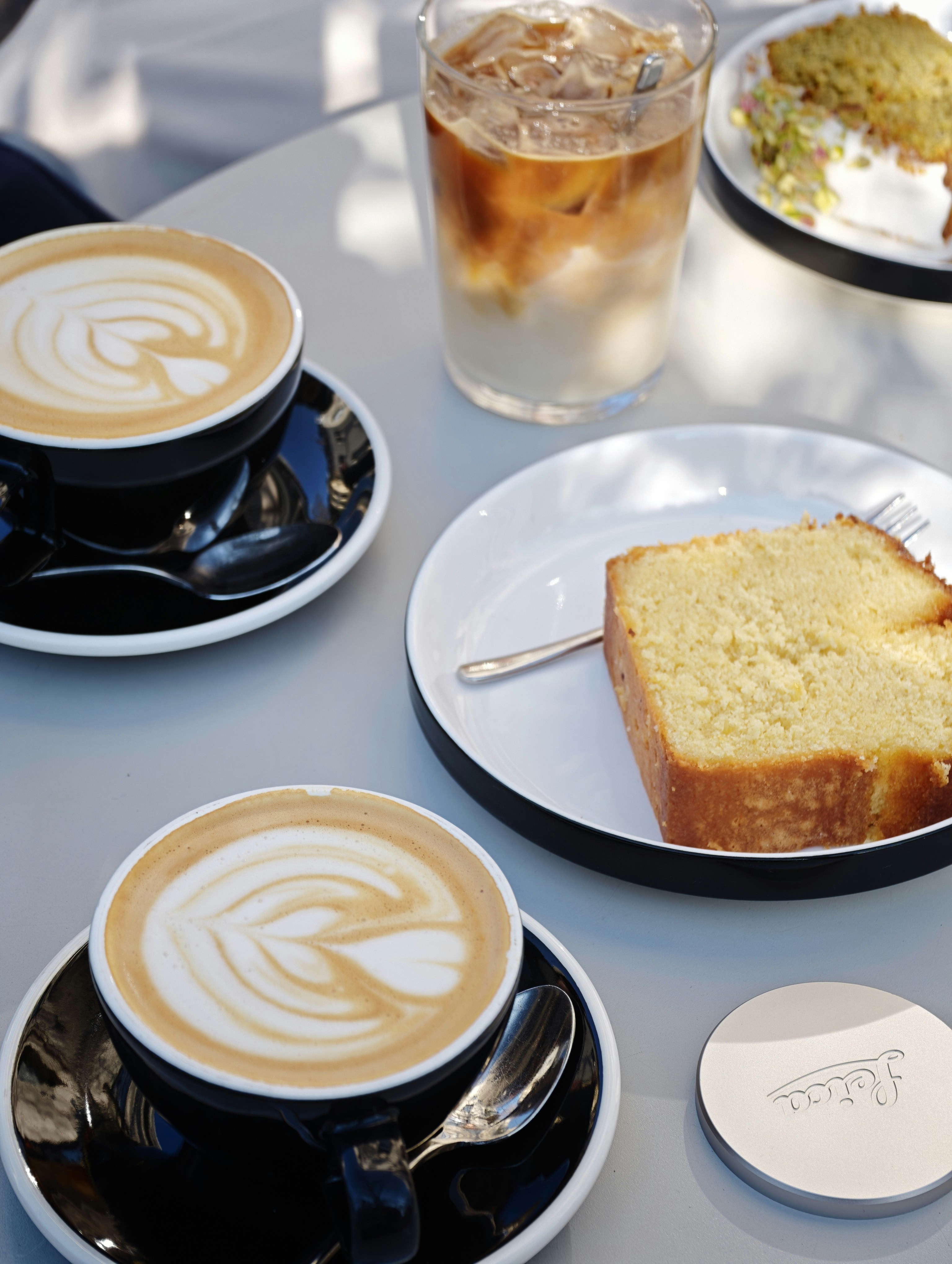 Creamy Confluence: A Dawn Coffee Moment with Slice of Pound Cake