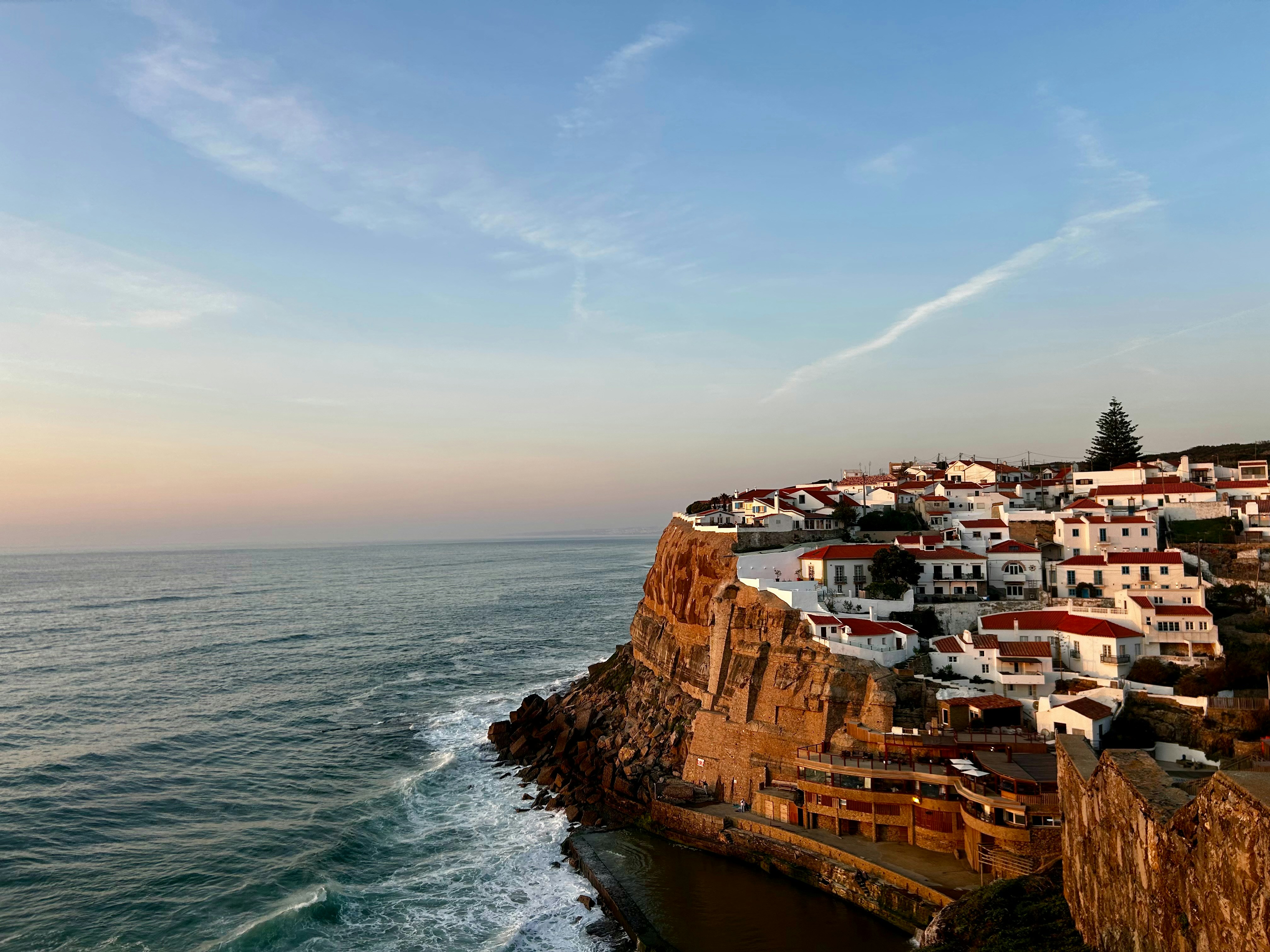 Cliffside Mediterranean Village at Golden Hour