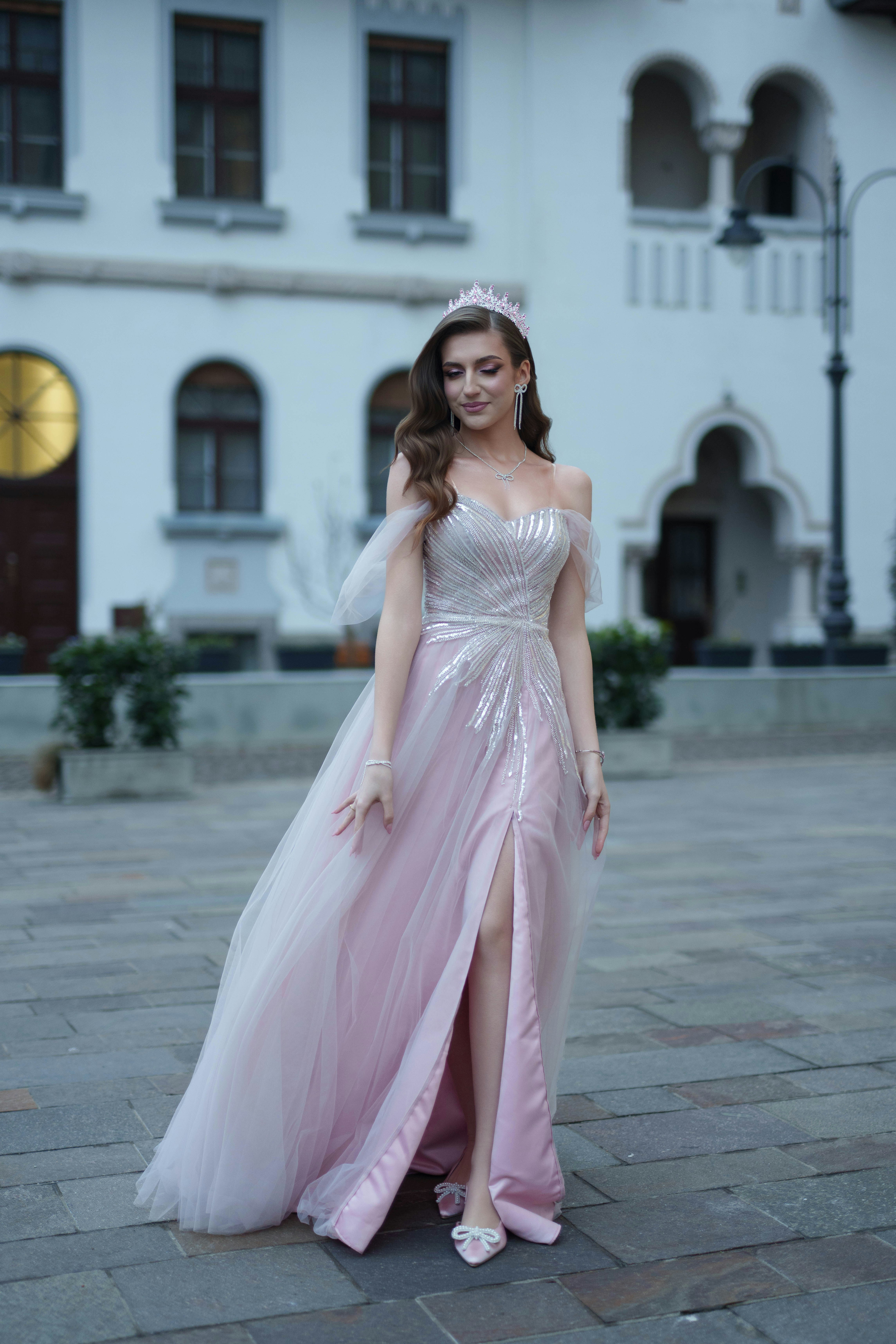 Princess in Pink: A Florid Night Gown in a Historic Square
