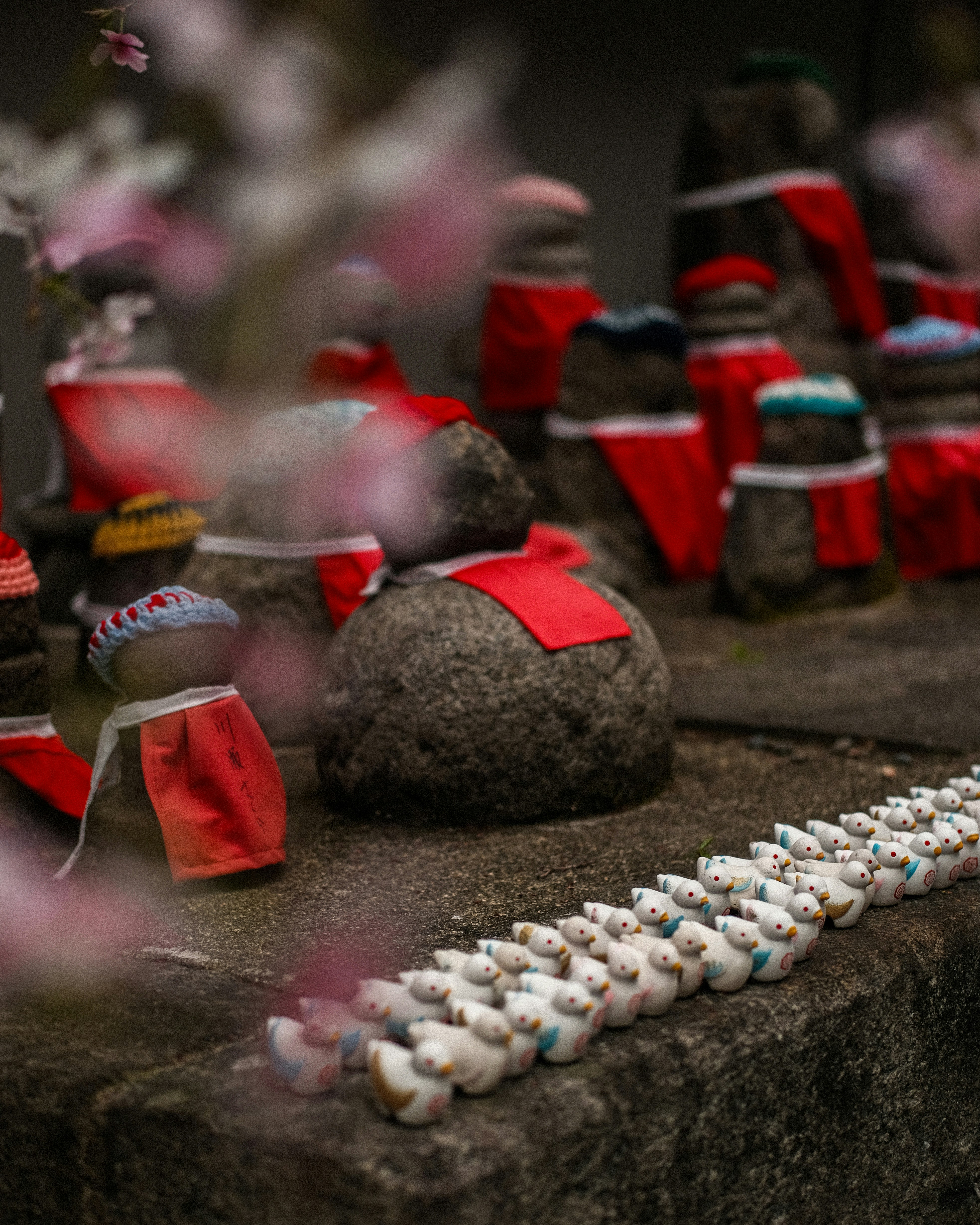 Stone Statues in a Quiet Shrine Garden