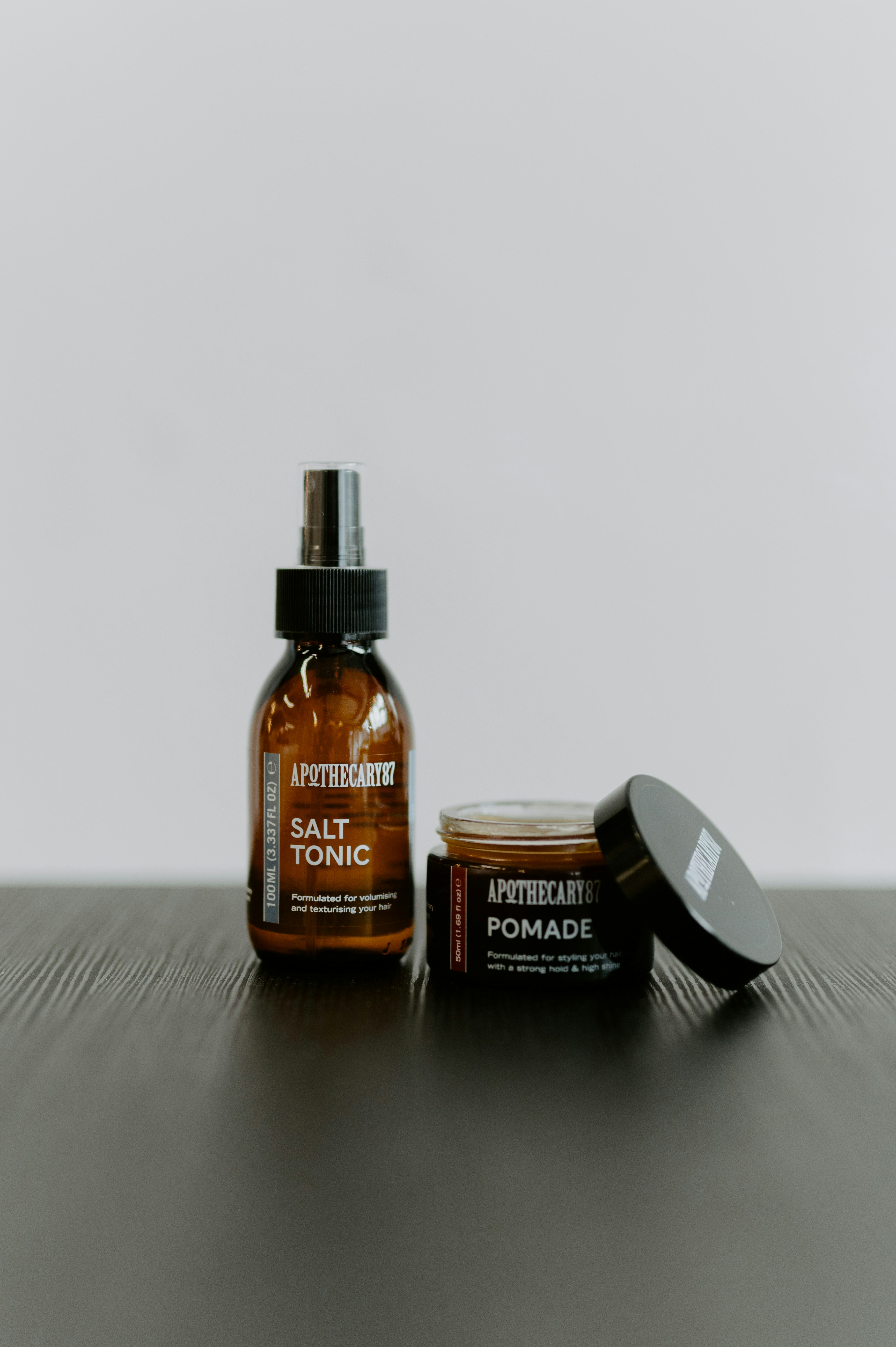 Aromatics at Rest: Salt Tonic and Pomade on a Minimal Desk