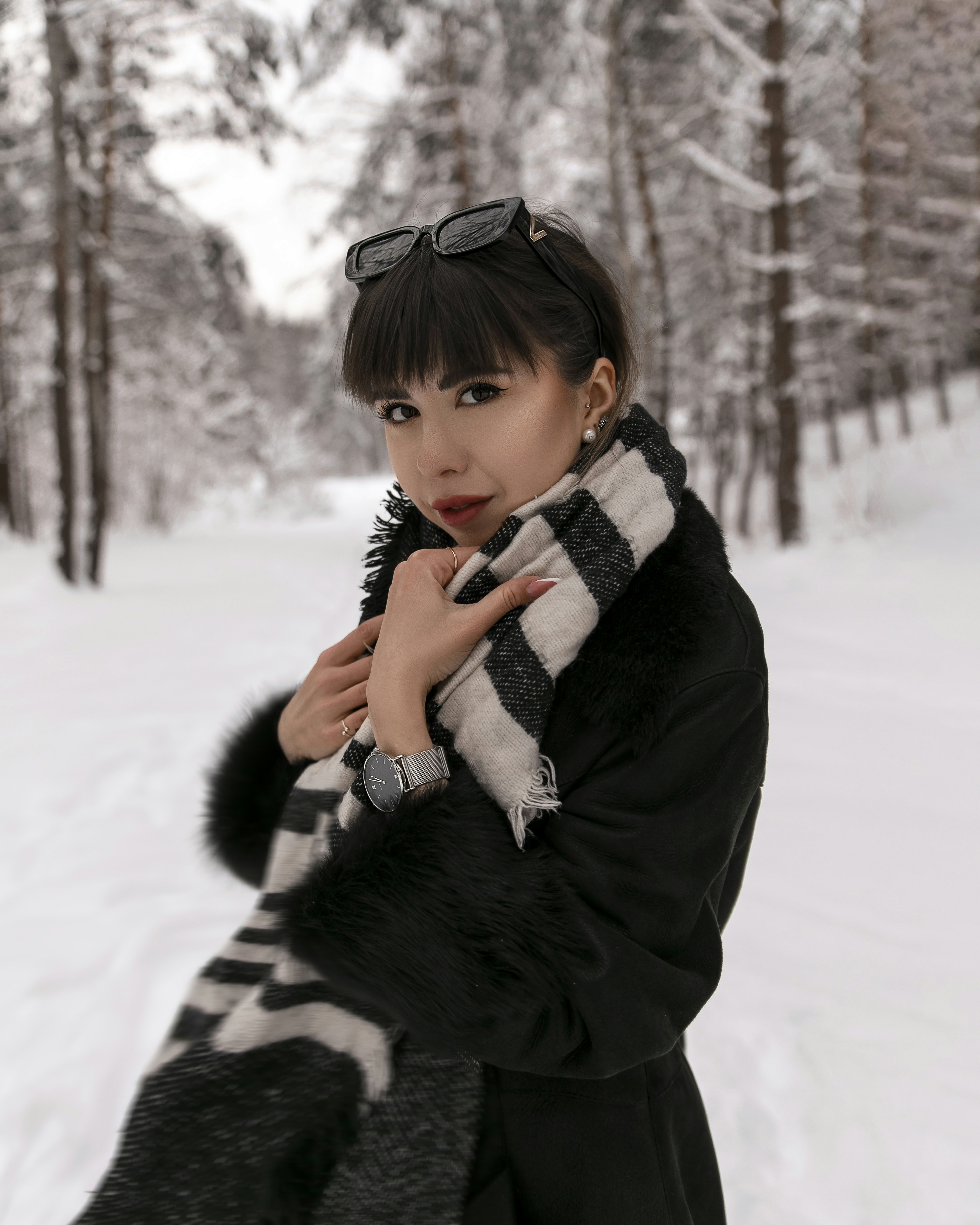 Winter Portrait: A Quiet Gaze Through the Pines