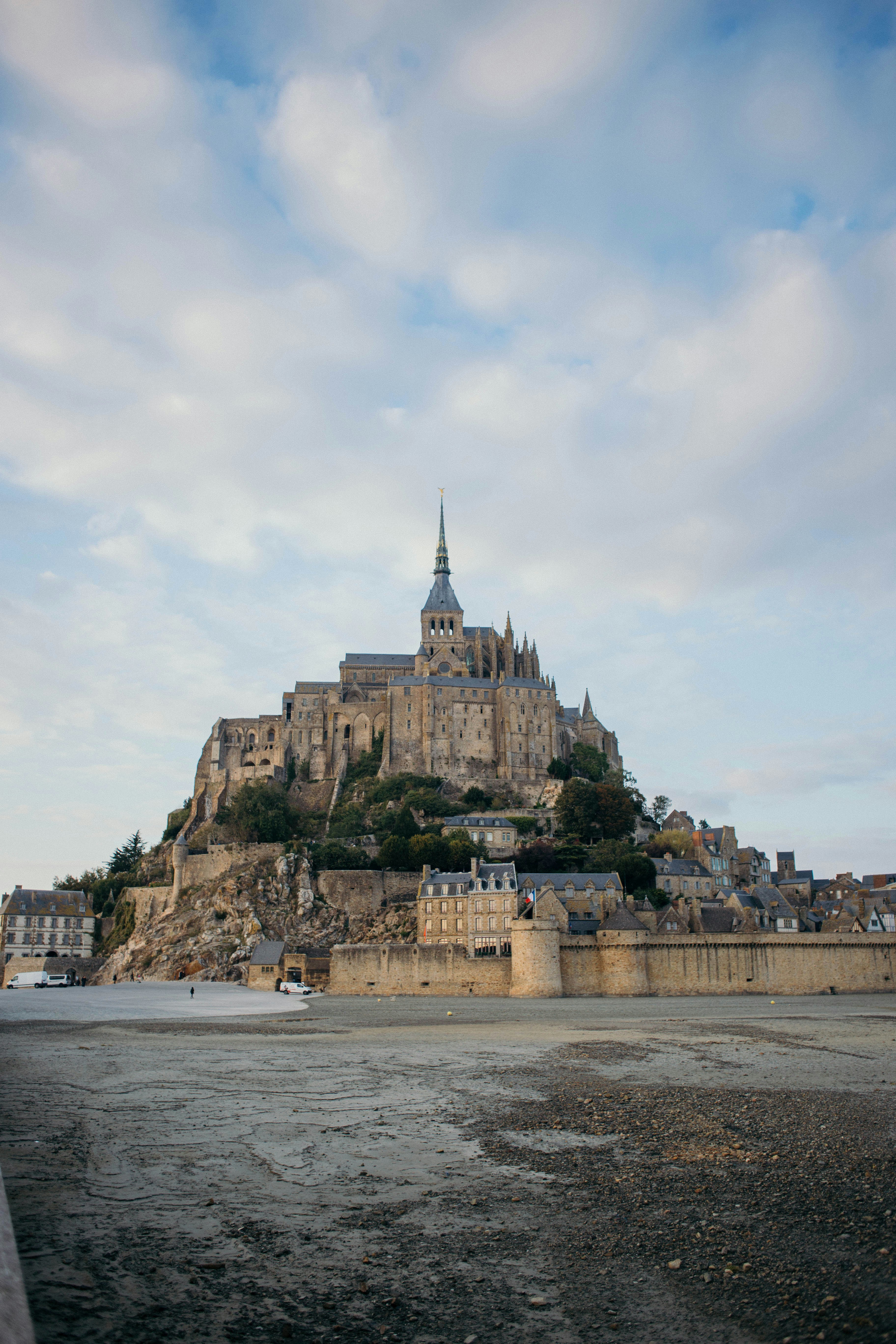 Mont Saint-Michel: Stone Citadel Beneath a Sky of Soft Clouds