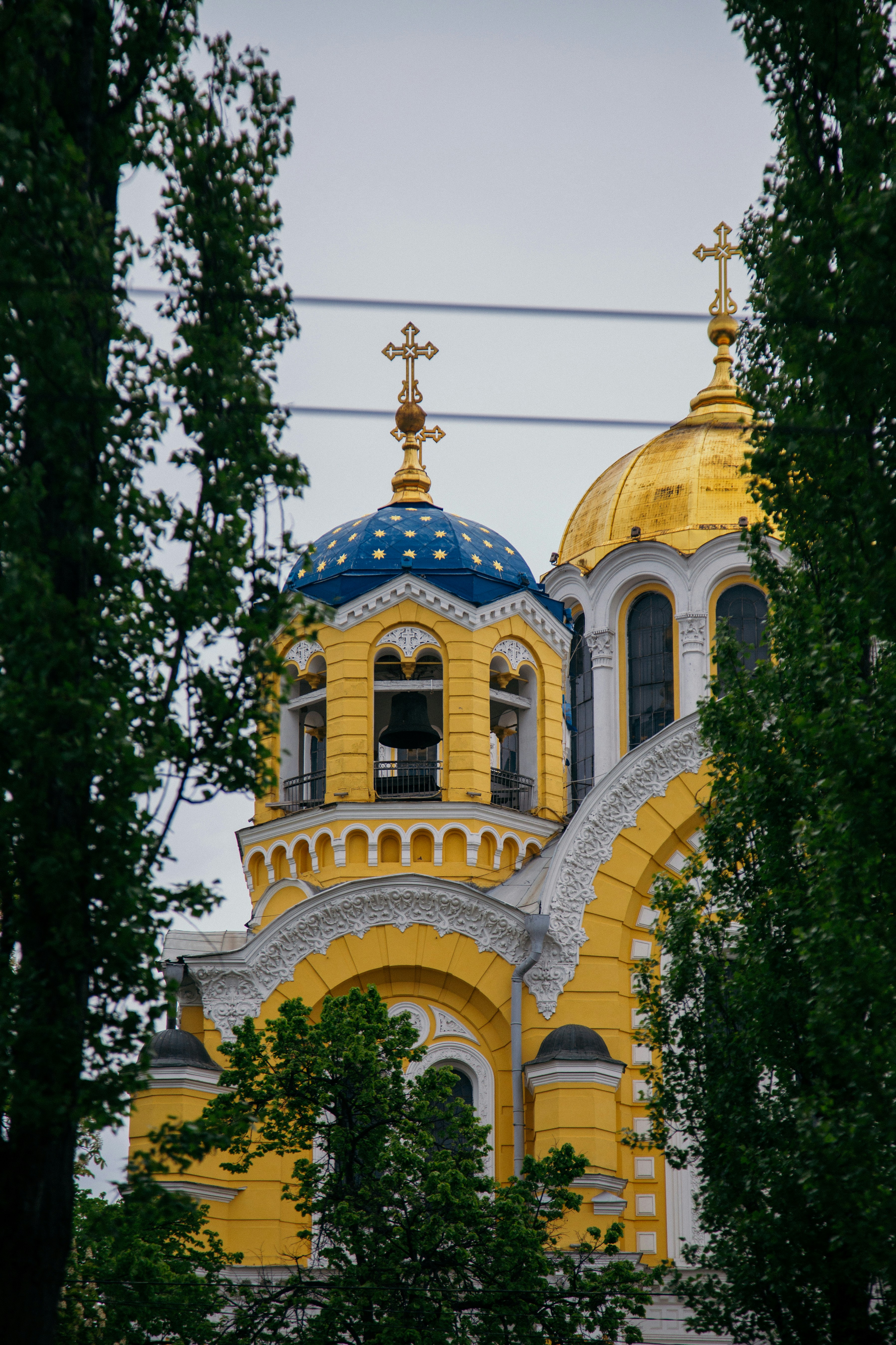 Golden Domes Through Green Veil