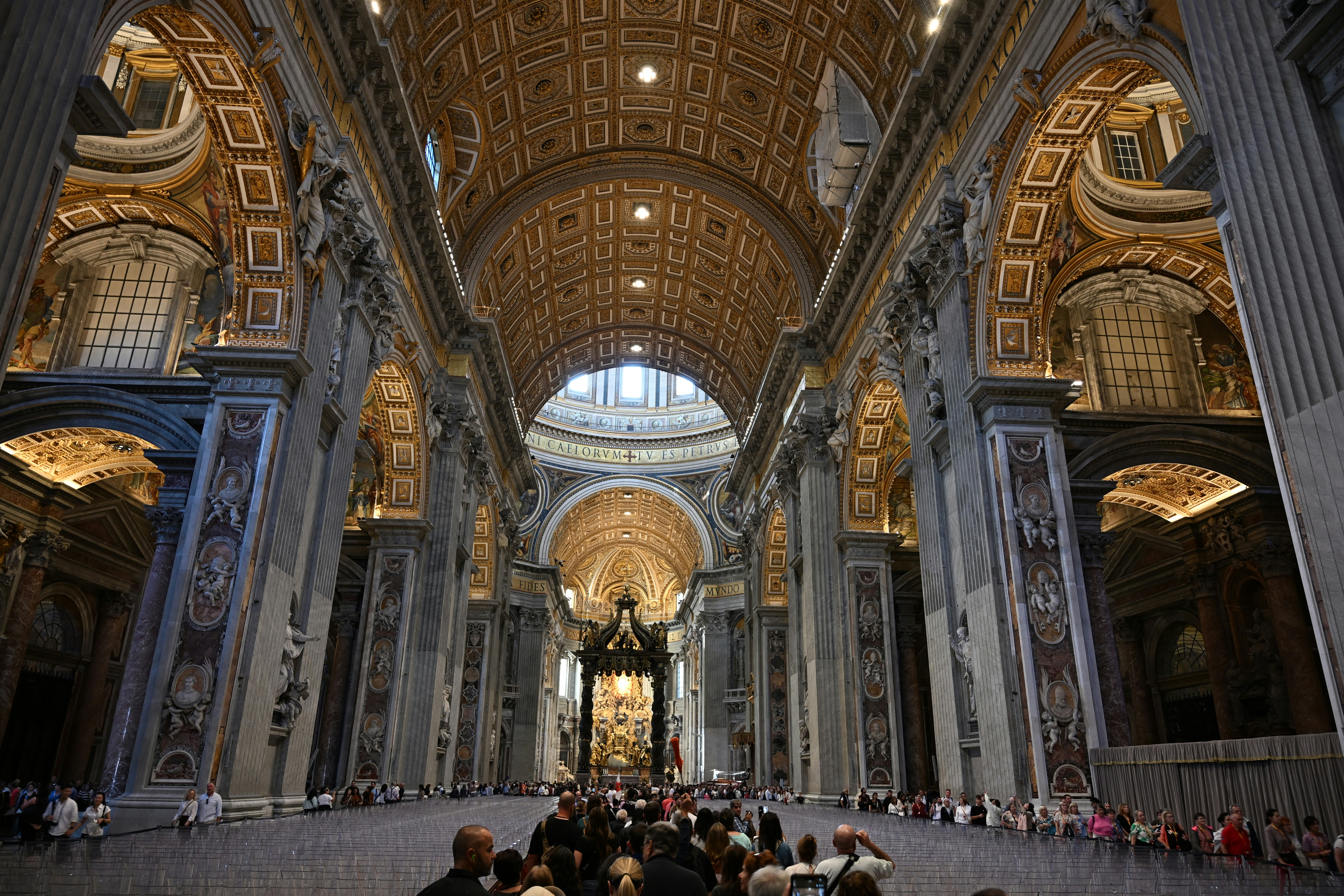 Cathedral Interior: Ascending Arches and Golden Altar