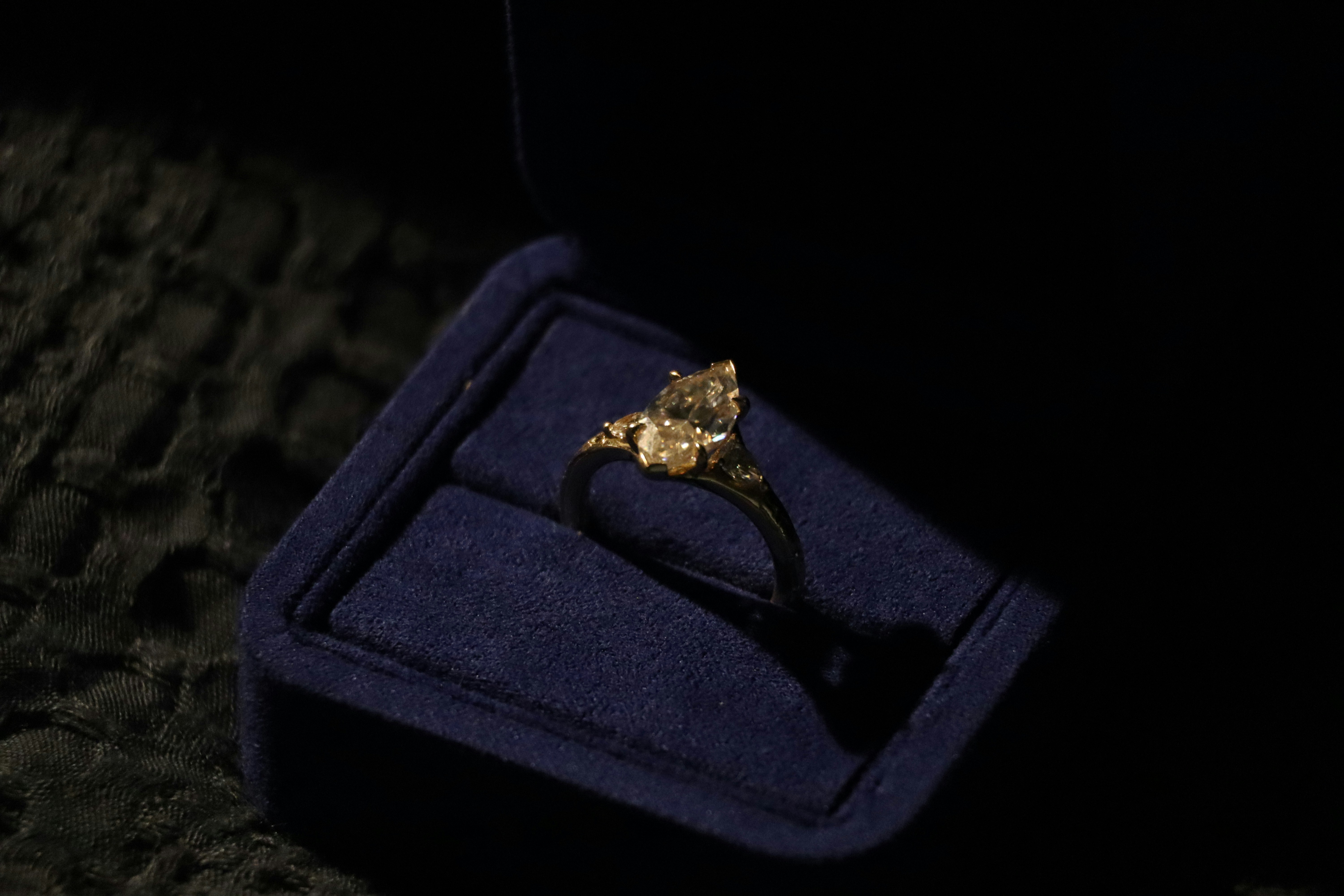 Diamond Ring in a Velvet Embrace