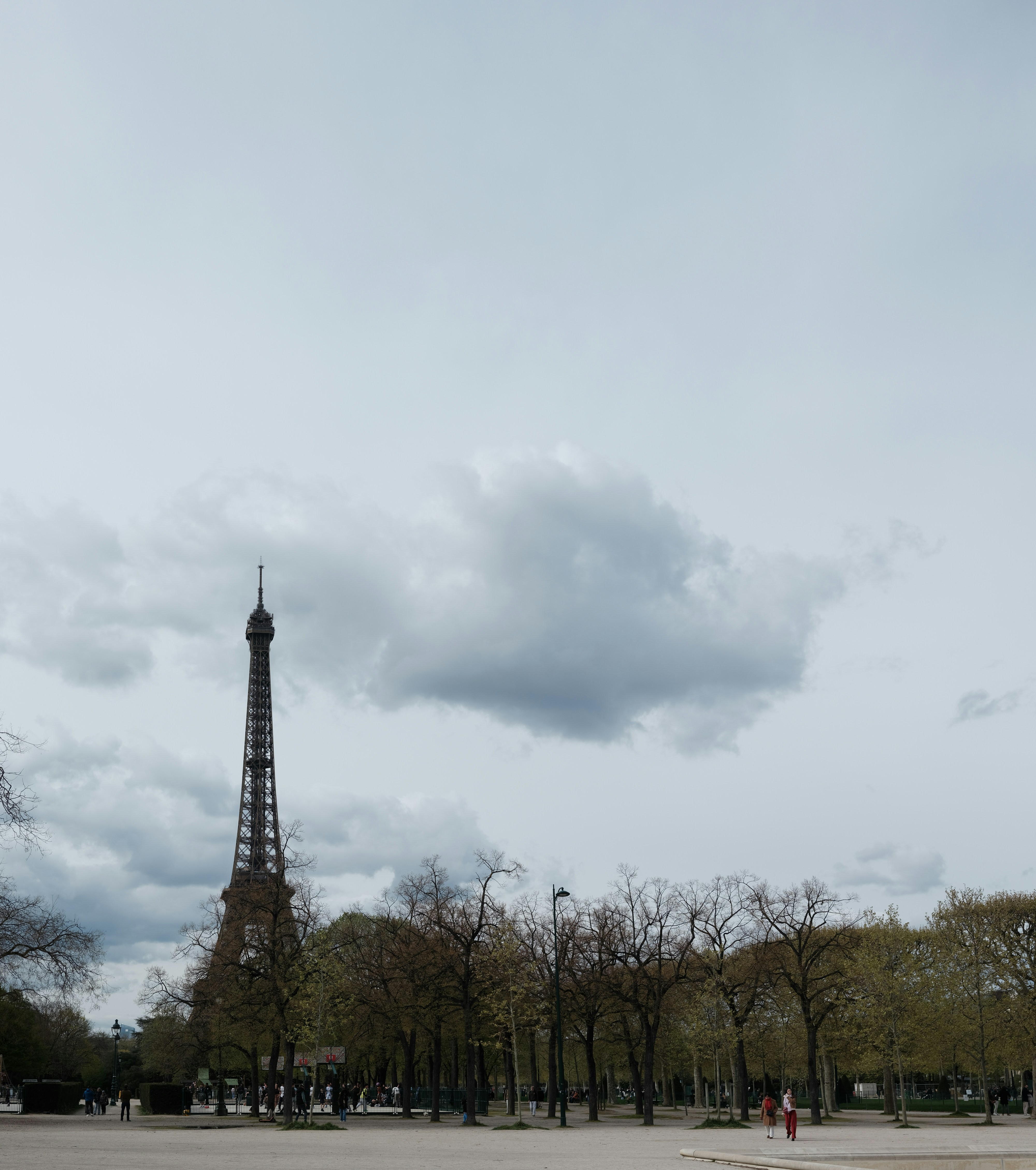 Eiffel Tower Silhouette Beneath a Quiet Parisian Sky