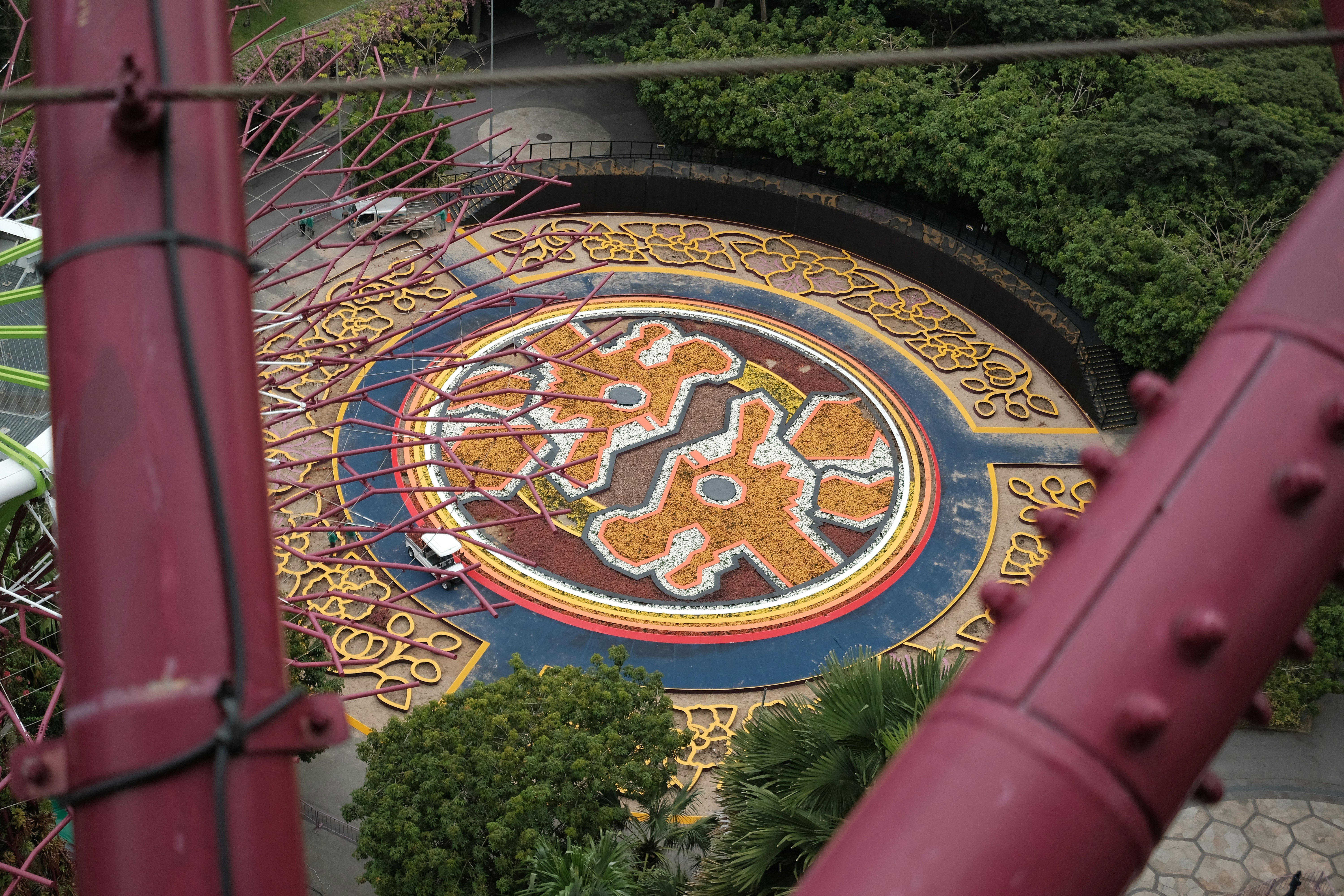 Circular Tile Mosaic from a Bird's-Eye View