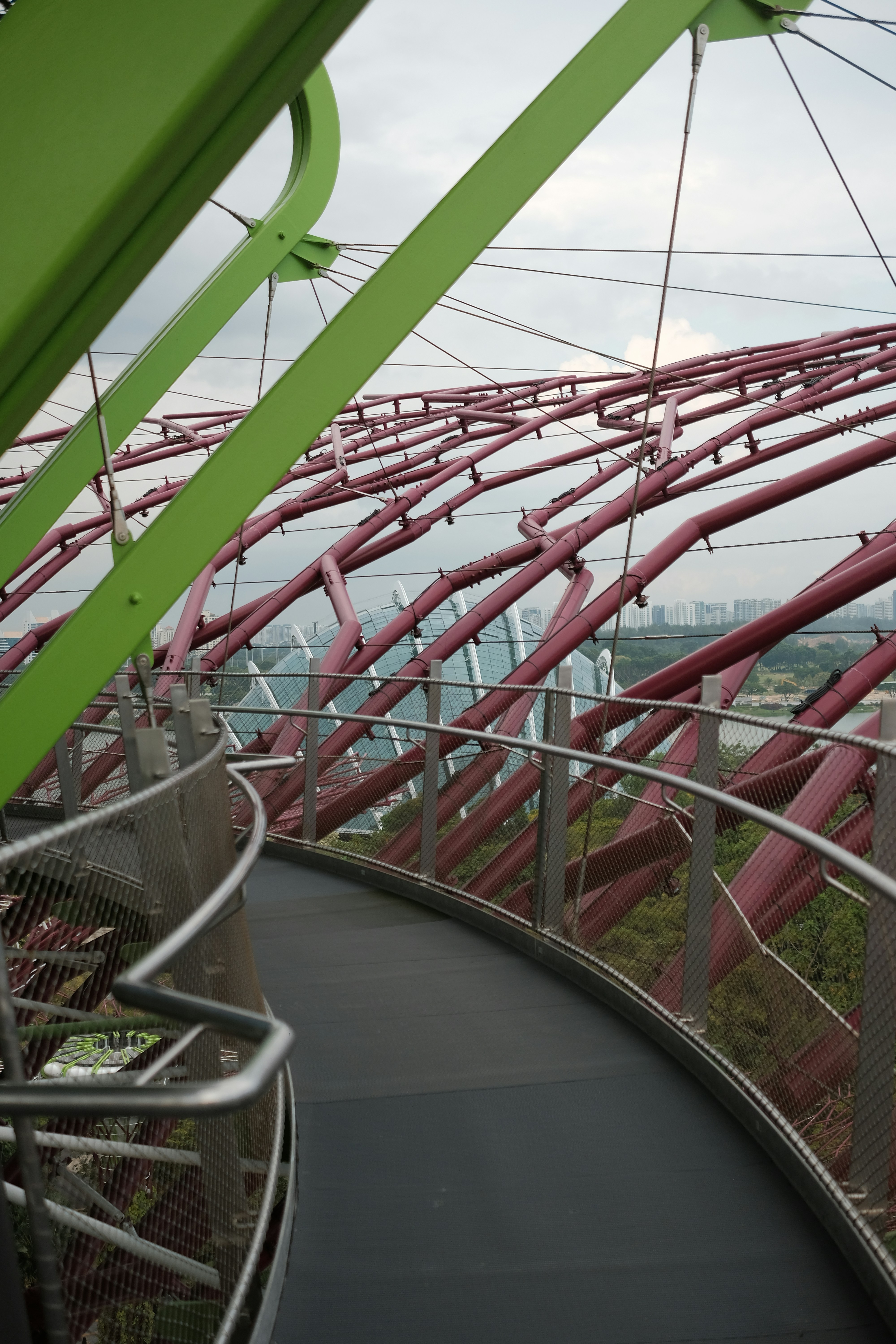 Curved Walkway Through a Neon Frame