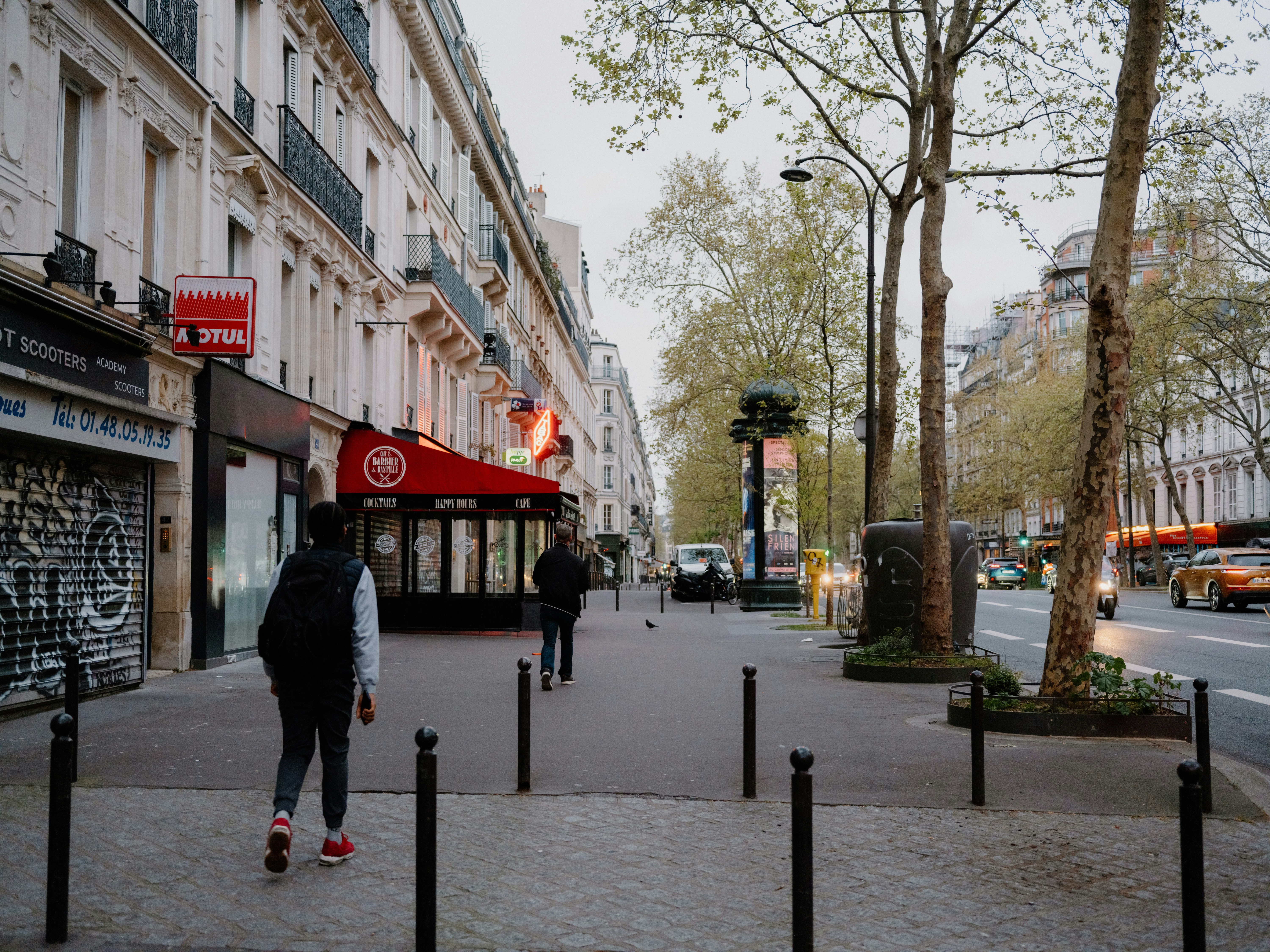 Parisian Boulevard Quietly Alive: A City Walk Toward the Café Line