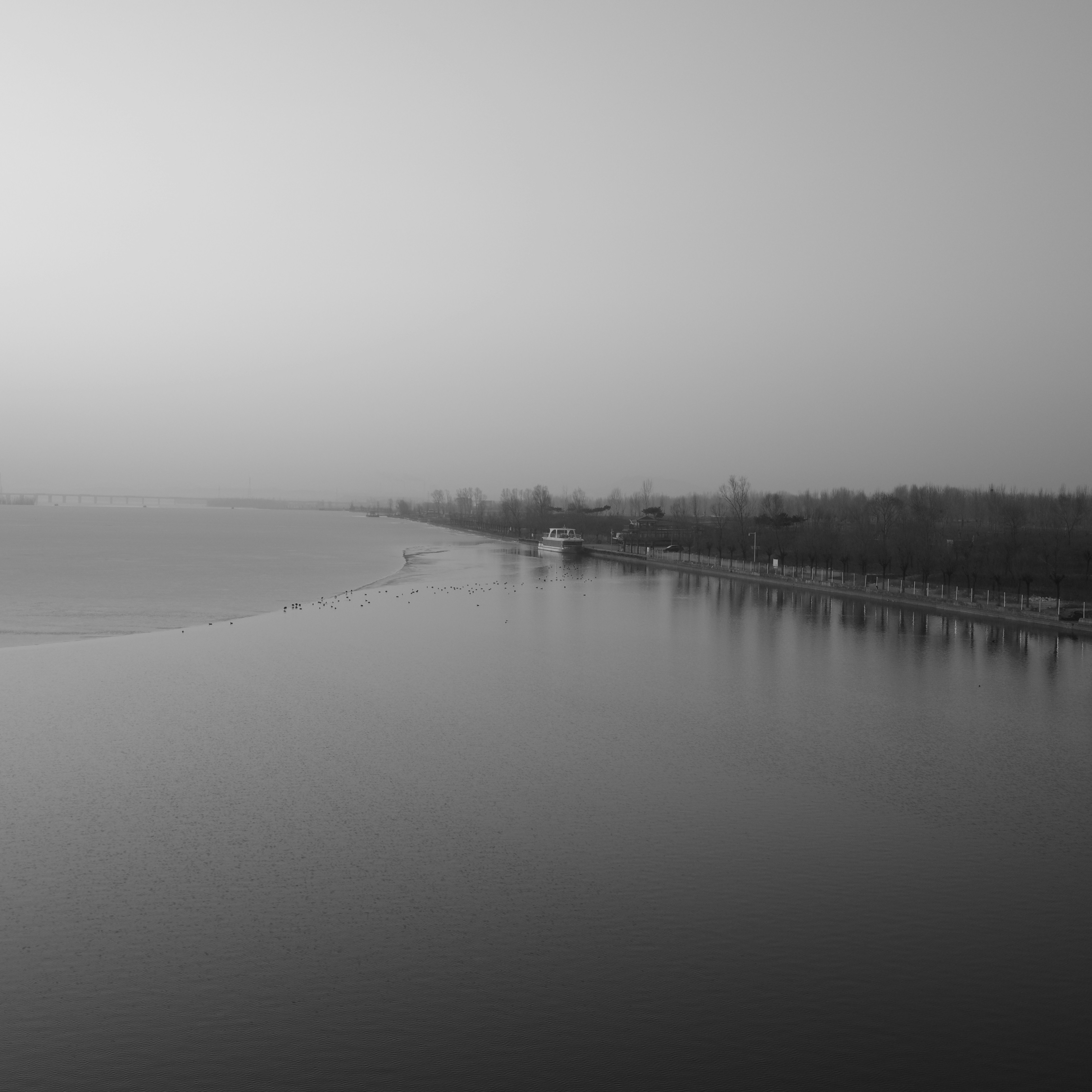 Low-Tide Promenade: A Quiet Waterfront in Sepia Tone
