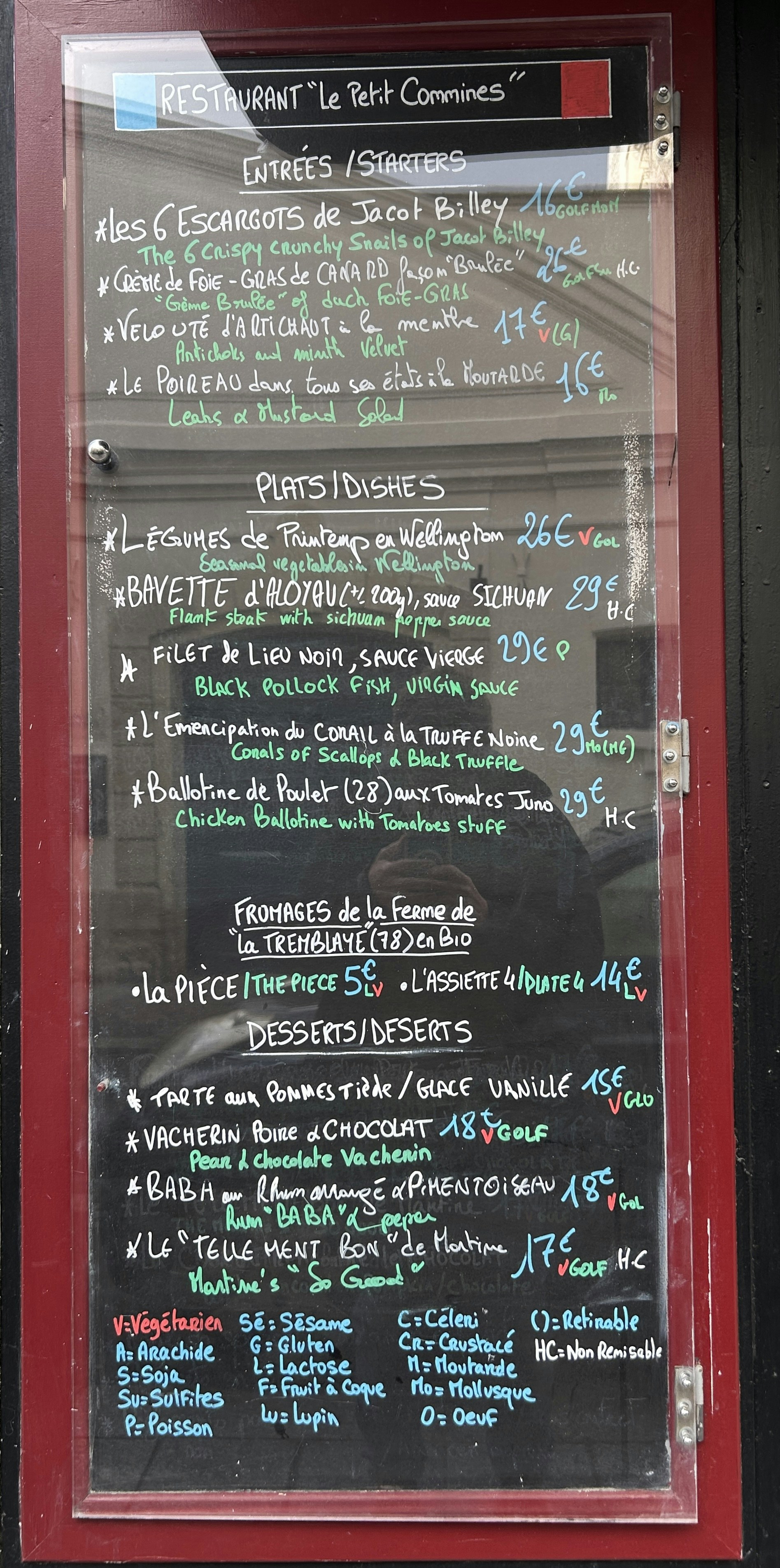 Chalkboard Menu in a Red-Framed Eatery