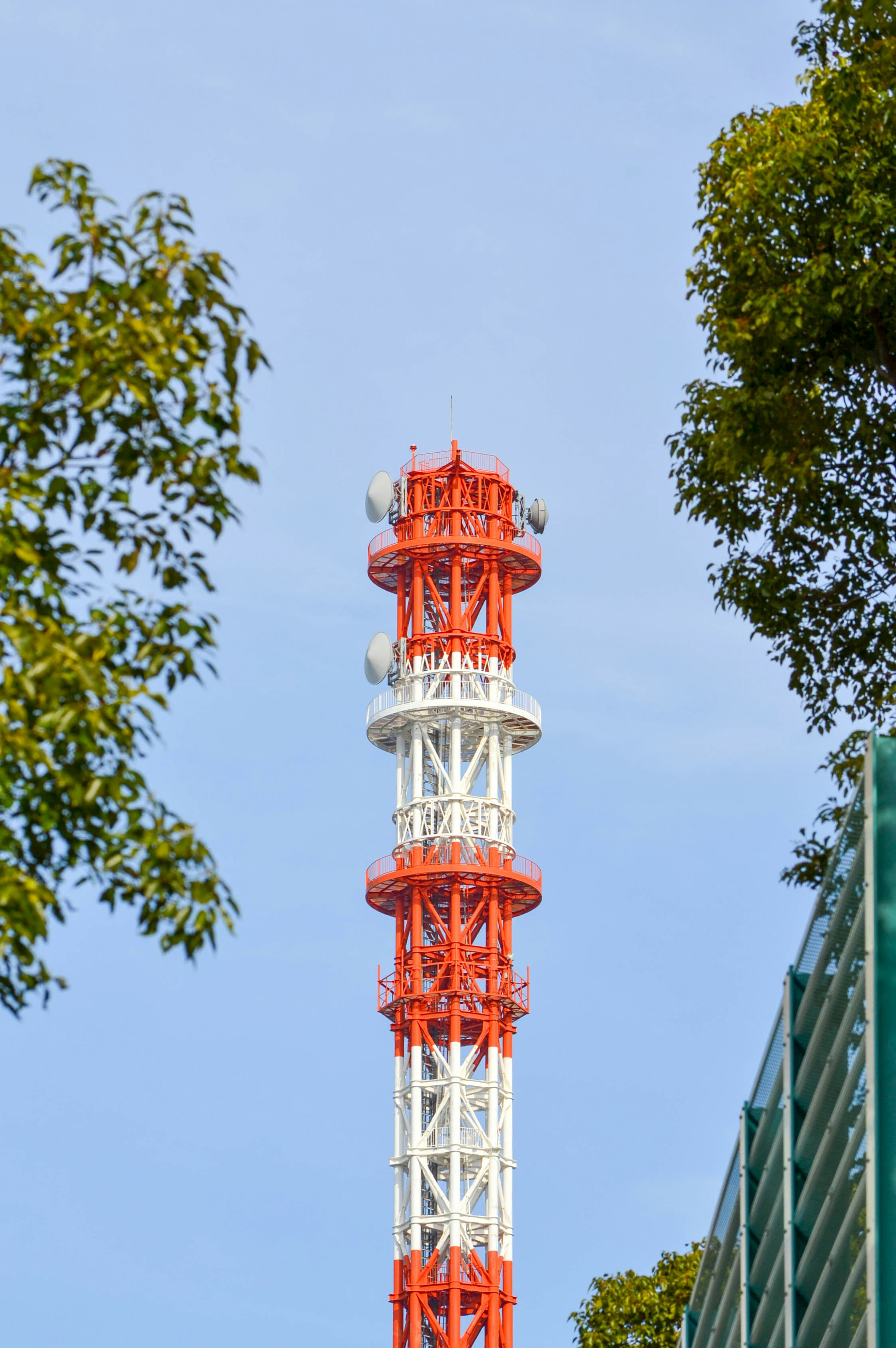 Red-and-White Tower Reaching for the Sky
