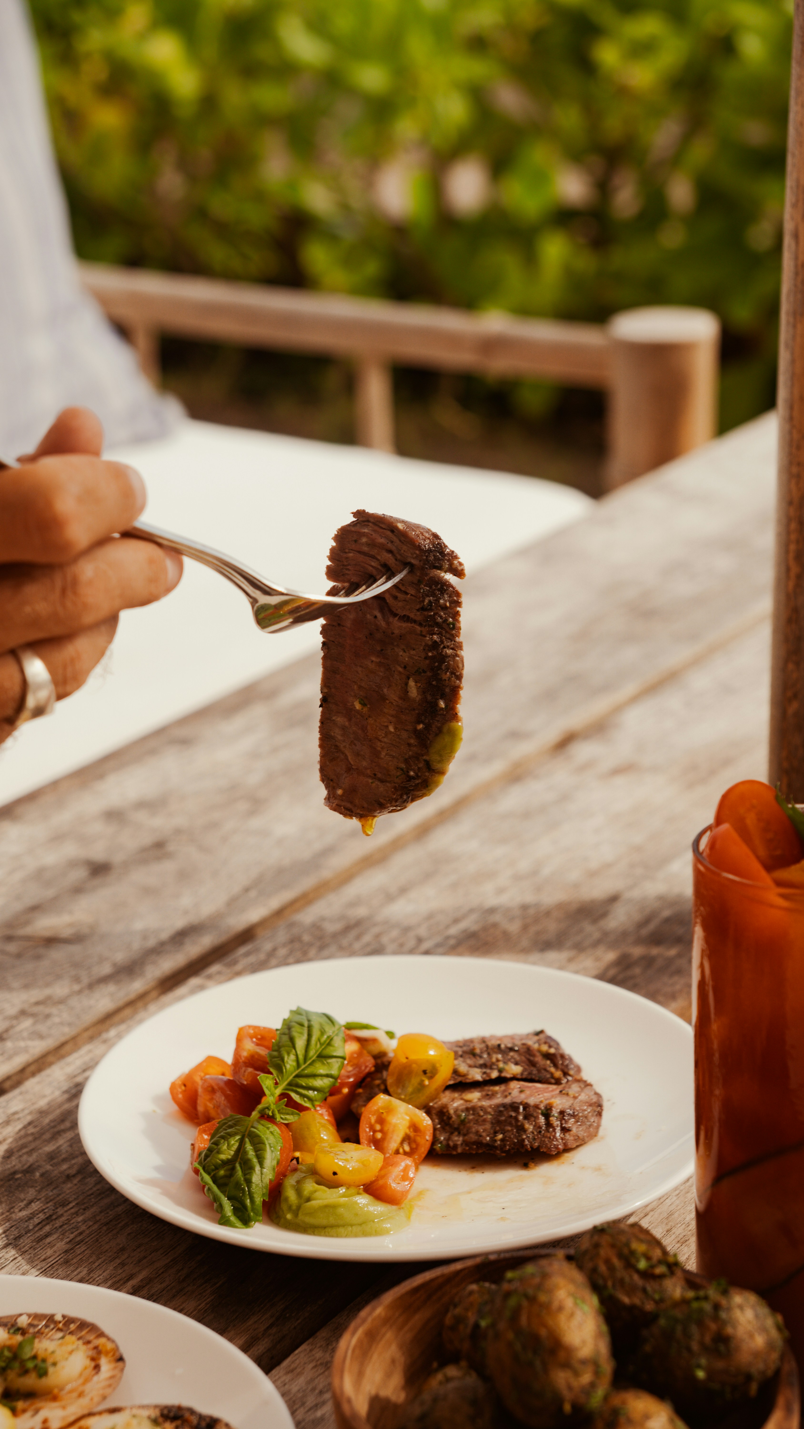 Forked Chocolate Tender at a Rustic Outdoor Table