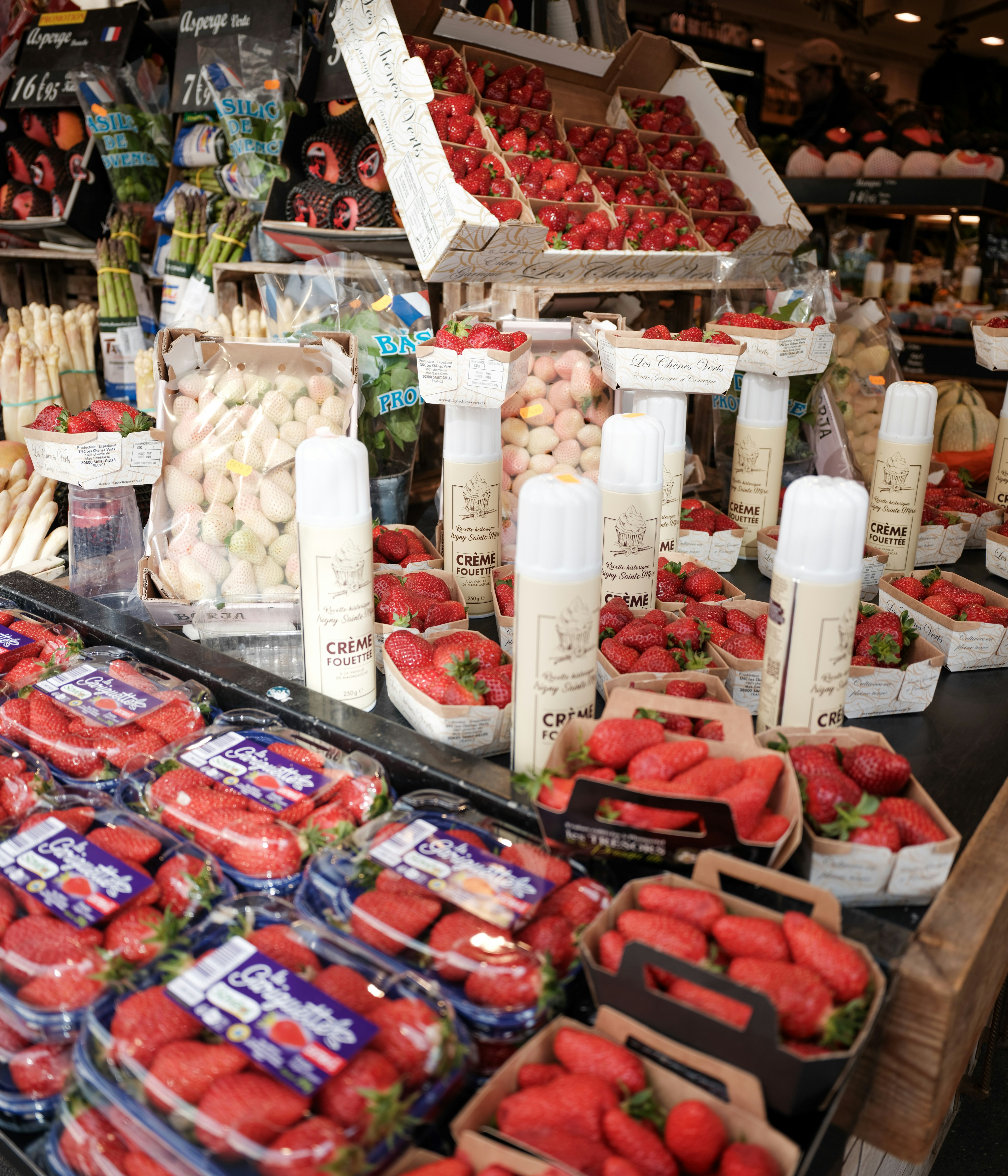 Strawberries in a Market Display: A Burst of Red Freshness