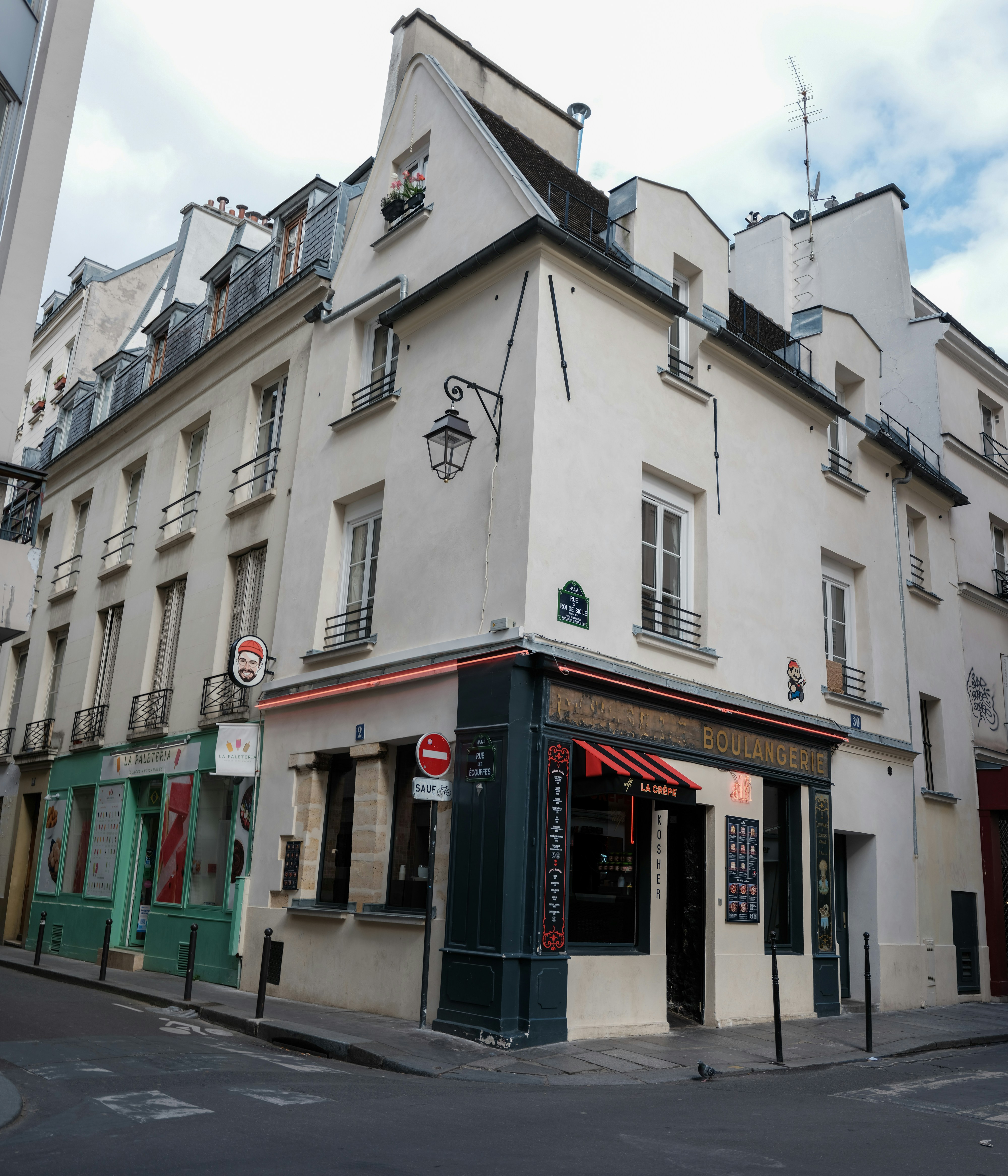 Corner Café Facade on a Parisian Street