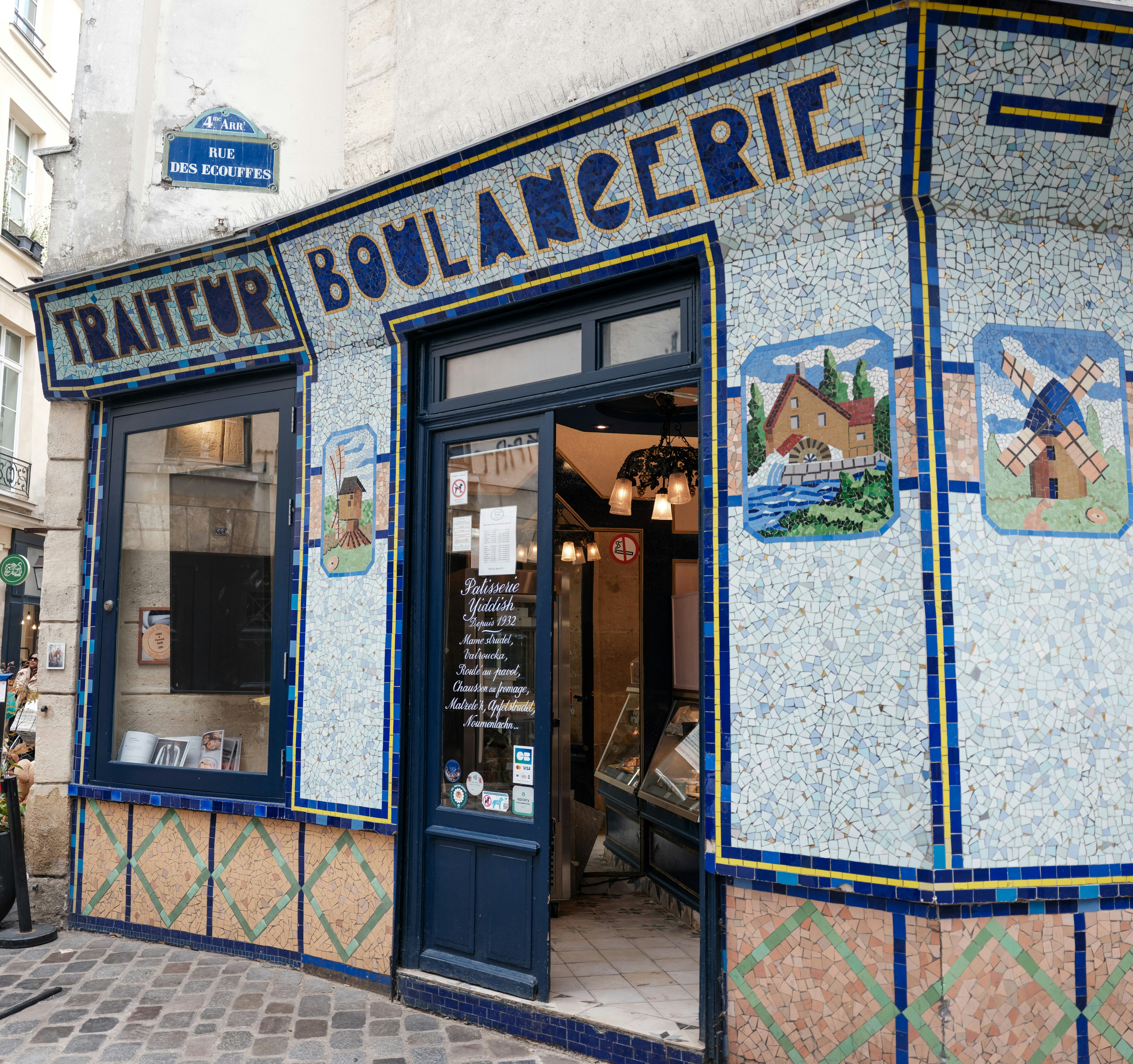 Colorful Parisian Bakery Tilework Opens to Cobblestone Street