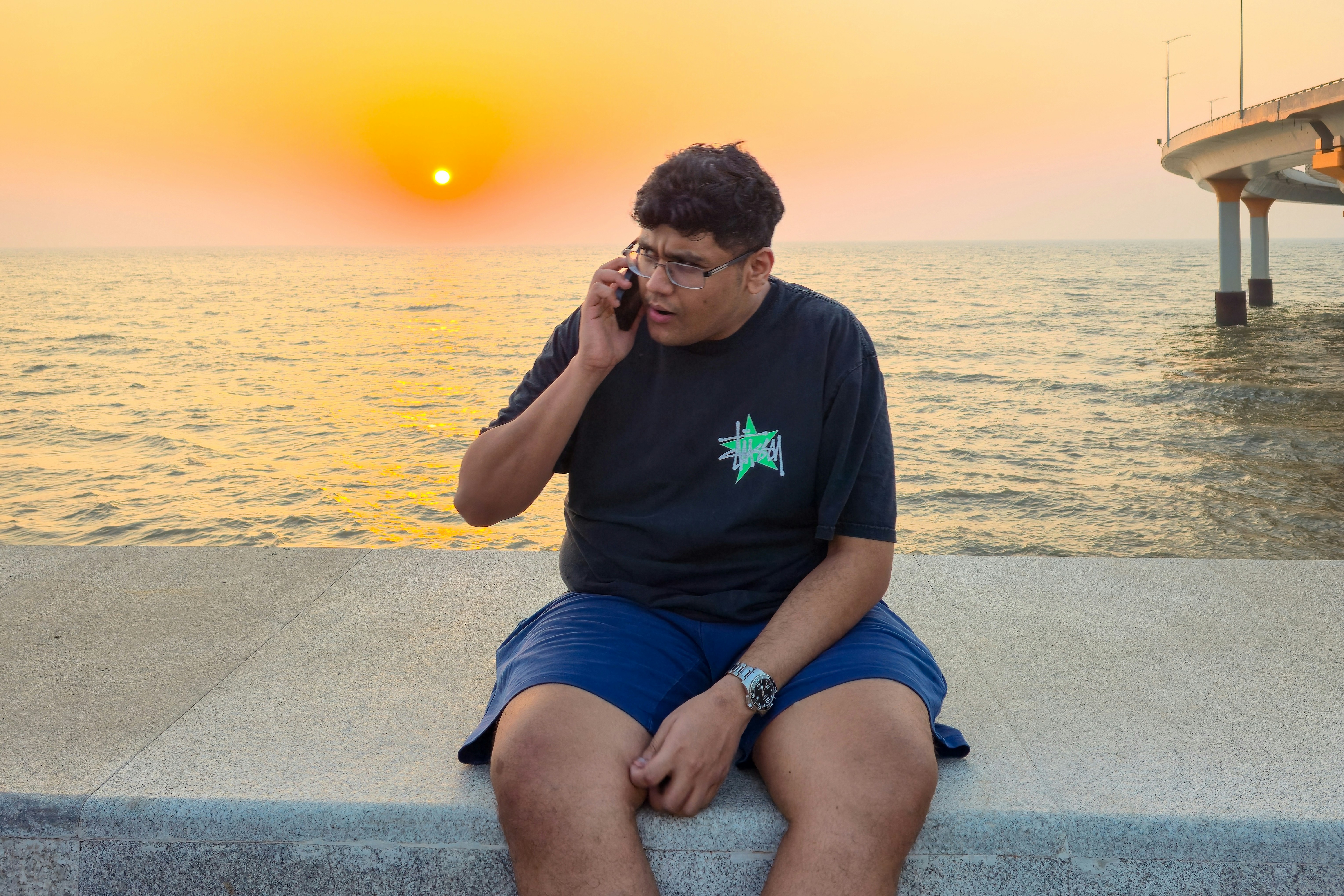 Sunset Conversation by the Pier