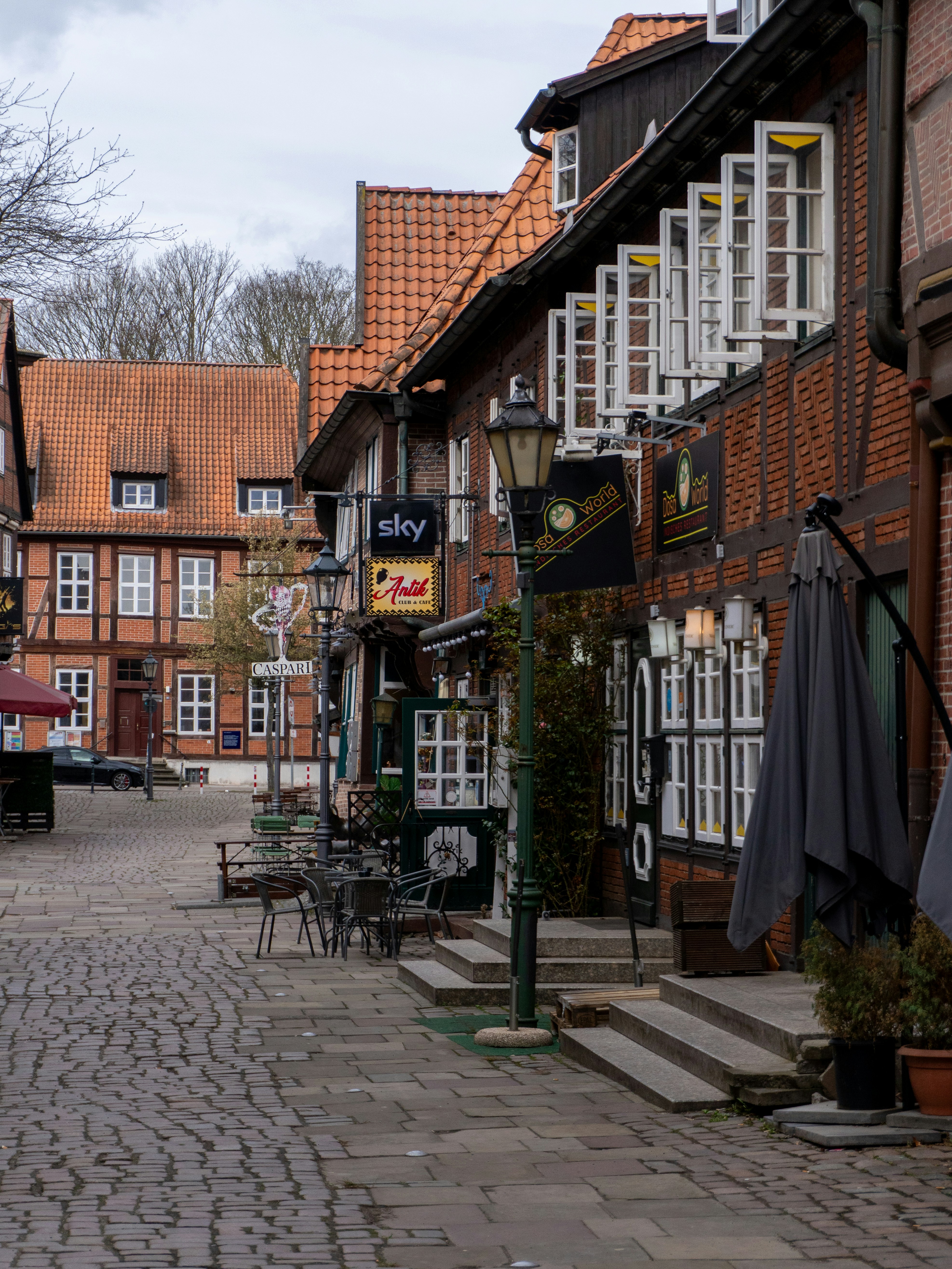 Cobblestone Lane Under the Bricked Gables