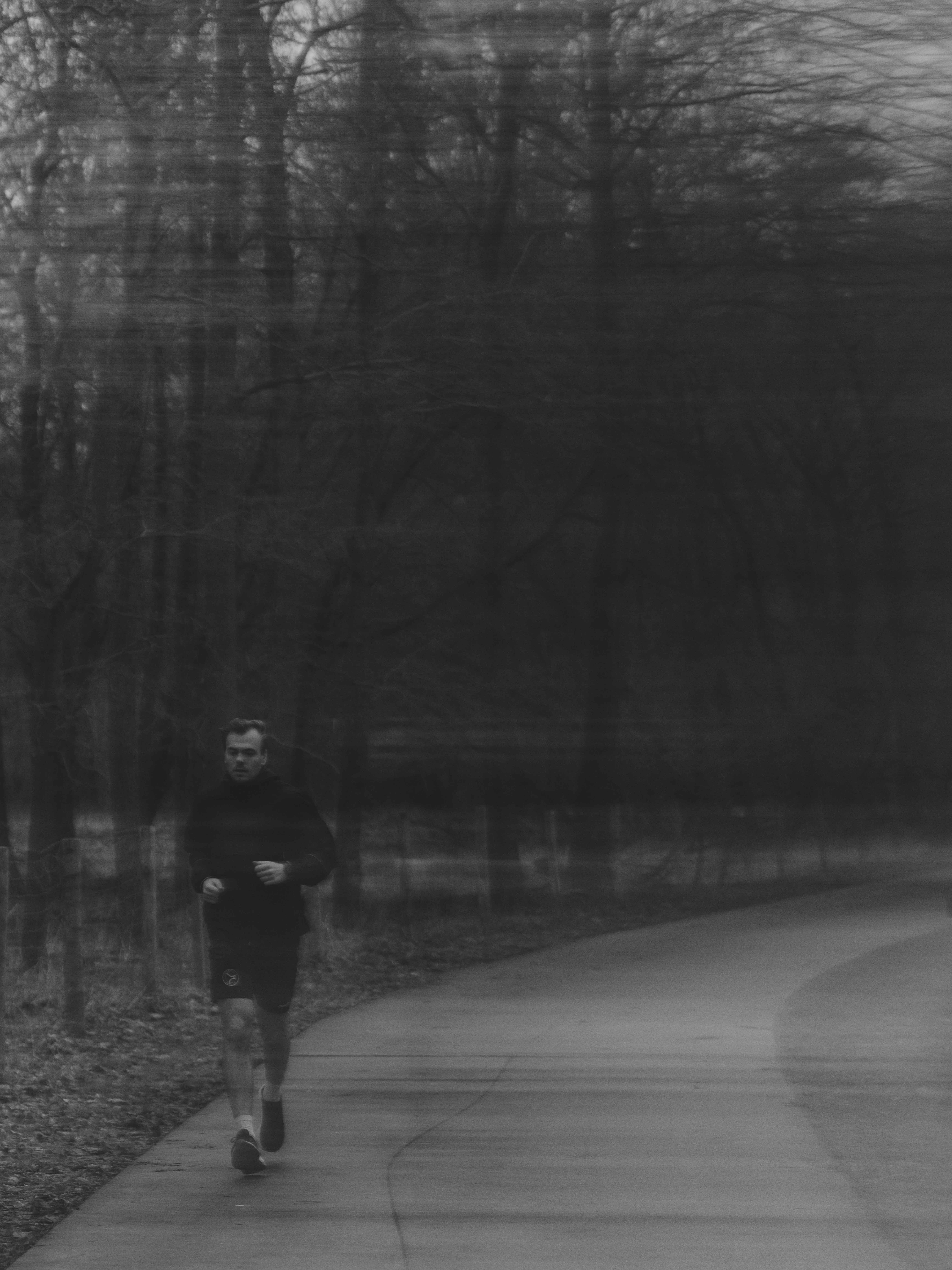 Runner in a Quiet Gray Forest