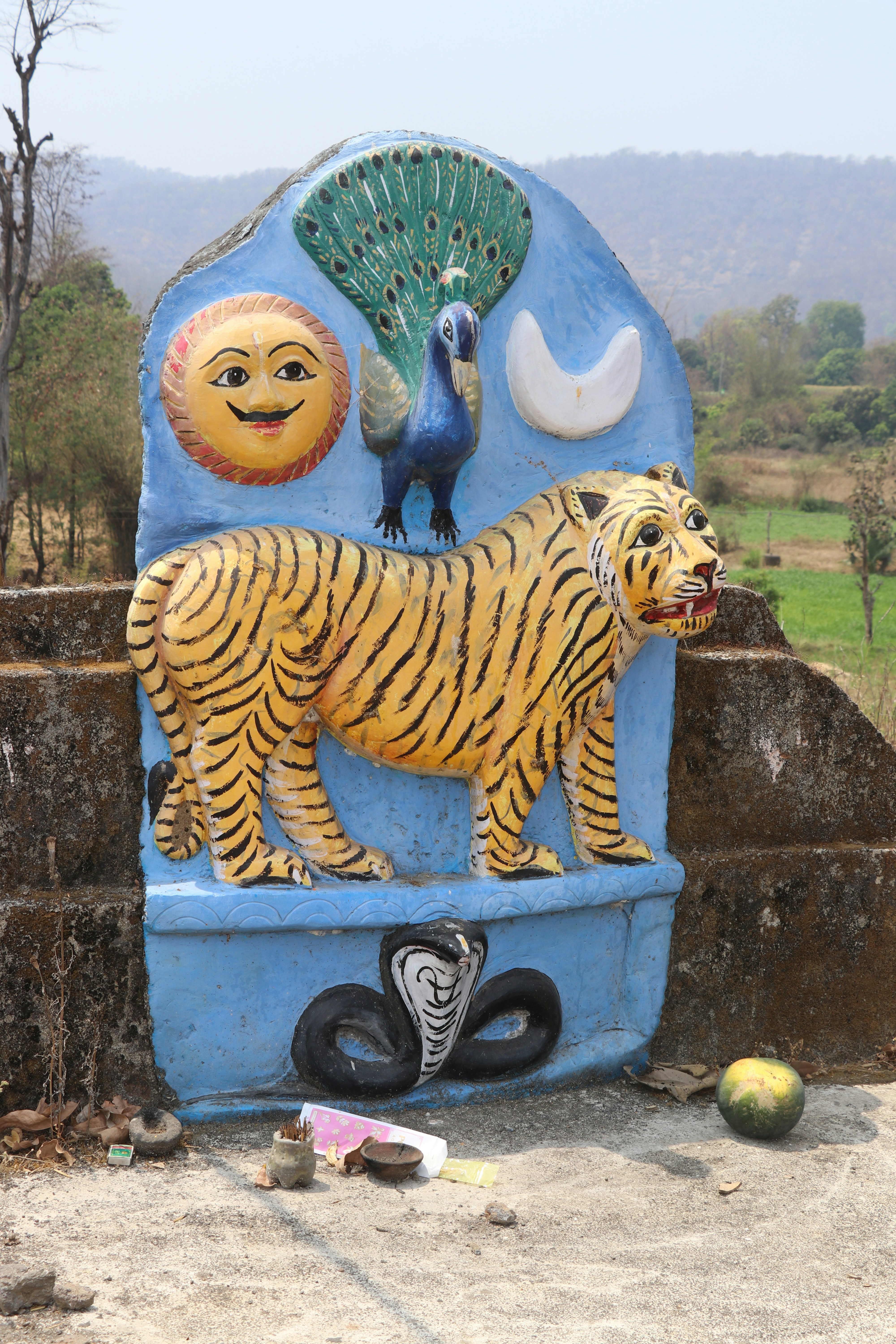 Ceremonial Tiger and Sun: A Colorful Shrine of Stone and Myth