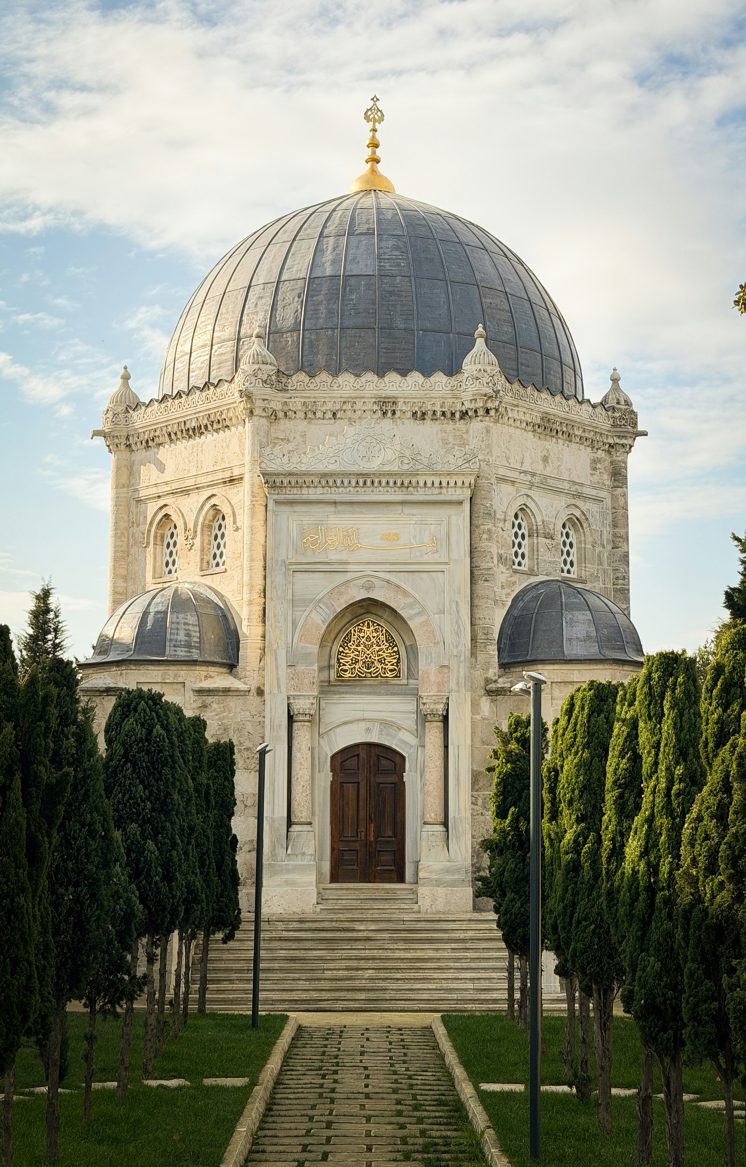 Domed Chapel at the End of a Tree-Lined Path